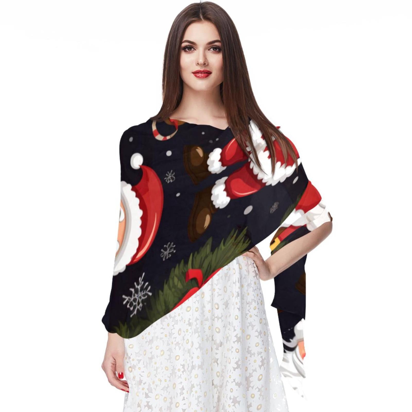 Santa Claus Elegant Chiffon Silk Scarf for Women - Lightweight and ...