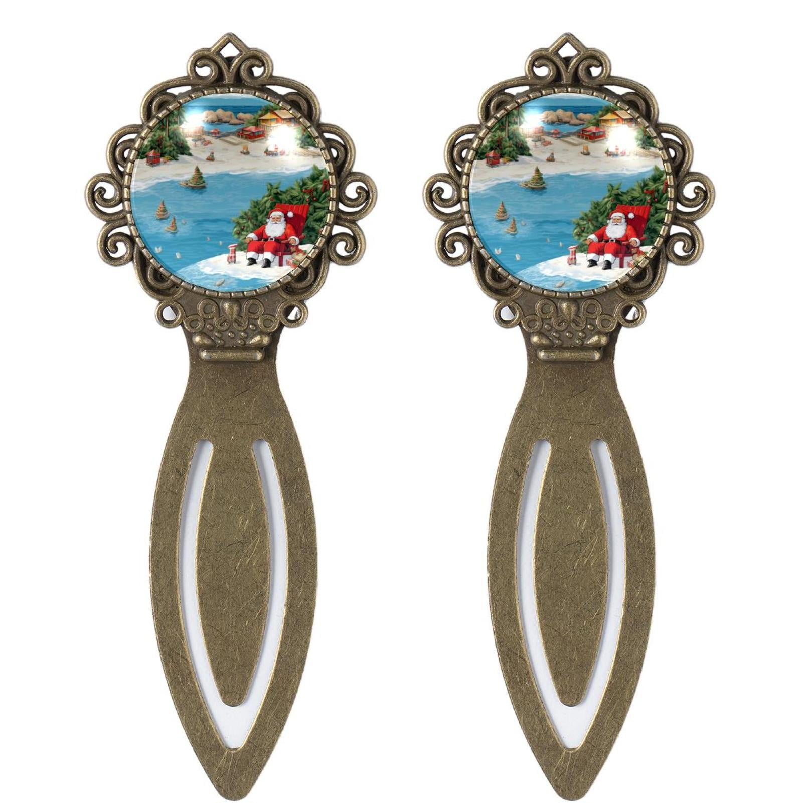 Santa Claus Elegant Copper-Colored Lace Bookmarks for Book Lovers - Set ...