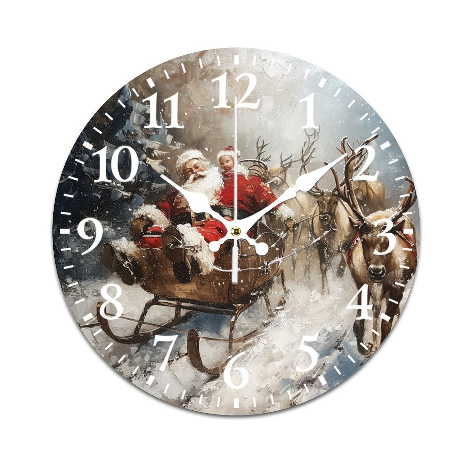 Santa Claus Elk Christmas Wall Clock Modern Design Clocks Wall Hanging ...
