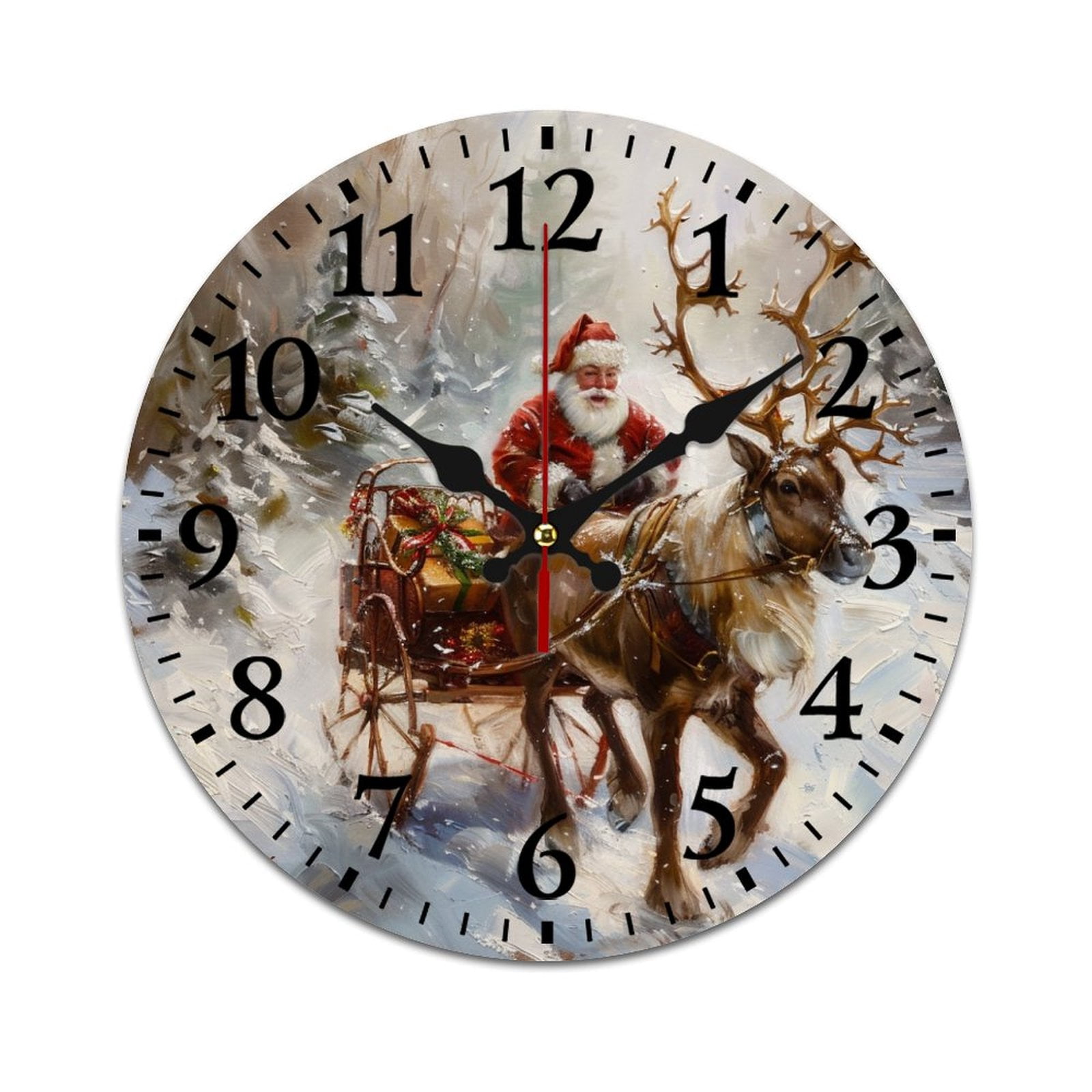 Santa Claus Elk Christmas Wall Clock Modern Design Clocks Wall Hanging ...