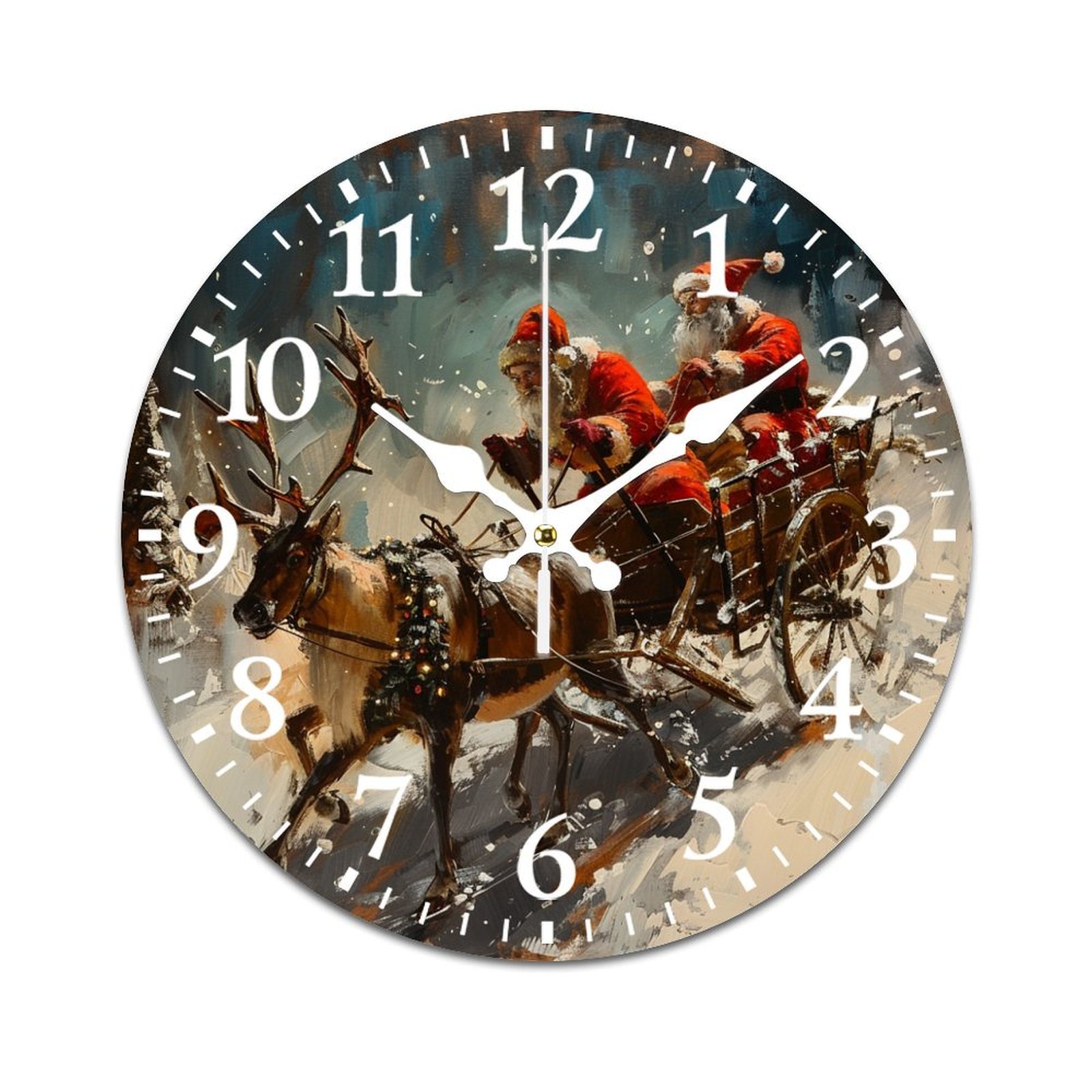 Santa Claus Elk Christmas Wall Clock Modern Design Clocks Wall Hanging ...