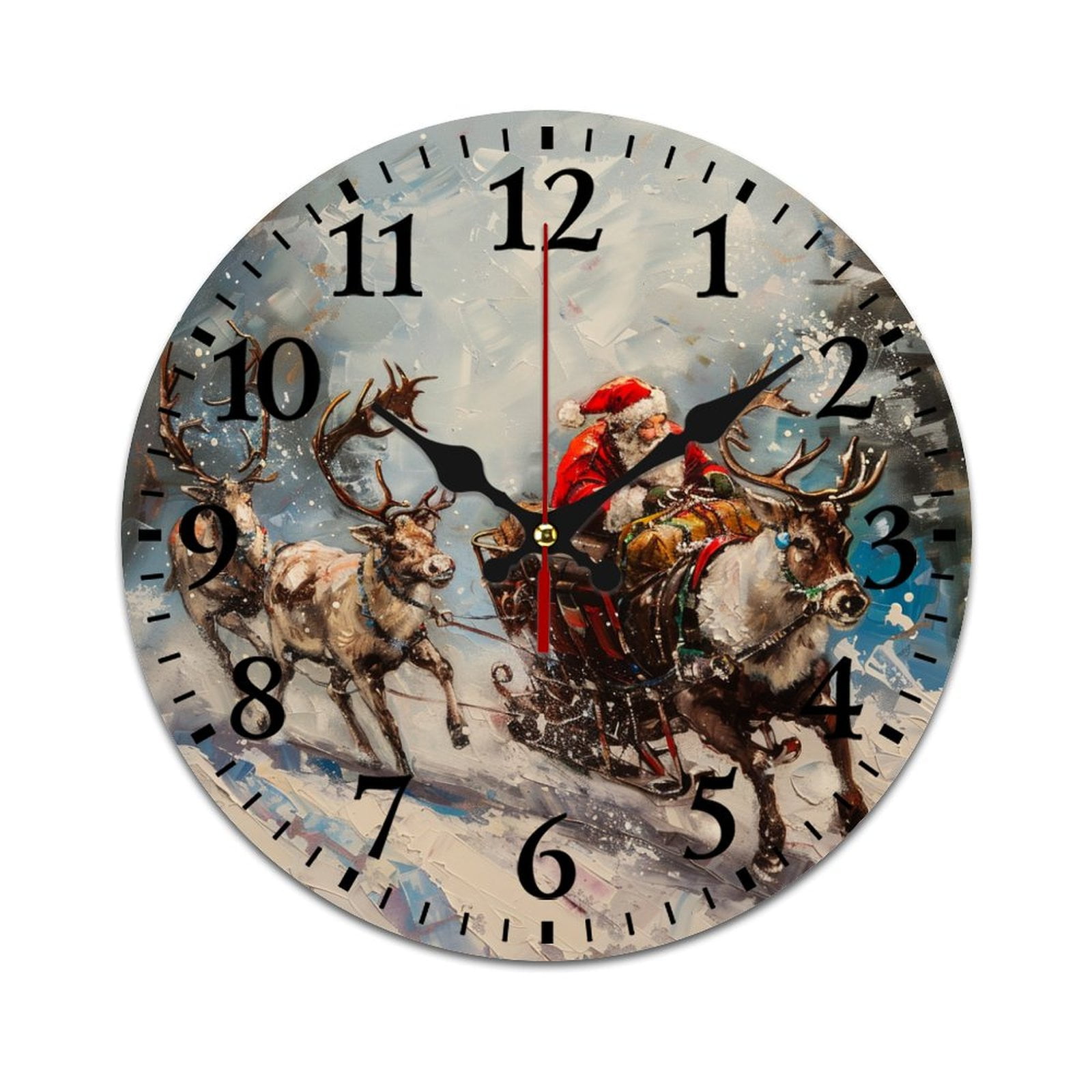 Santa Claus Elk Christmas Wall Clock Modern Design Clocks Wall Hanging ...