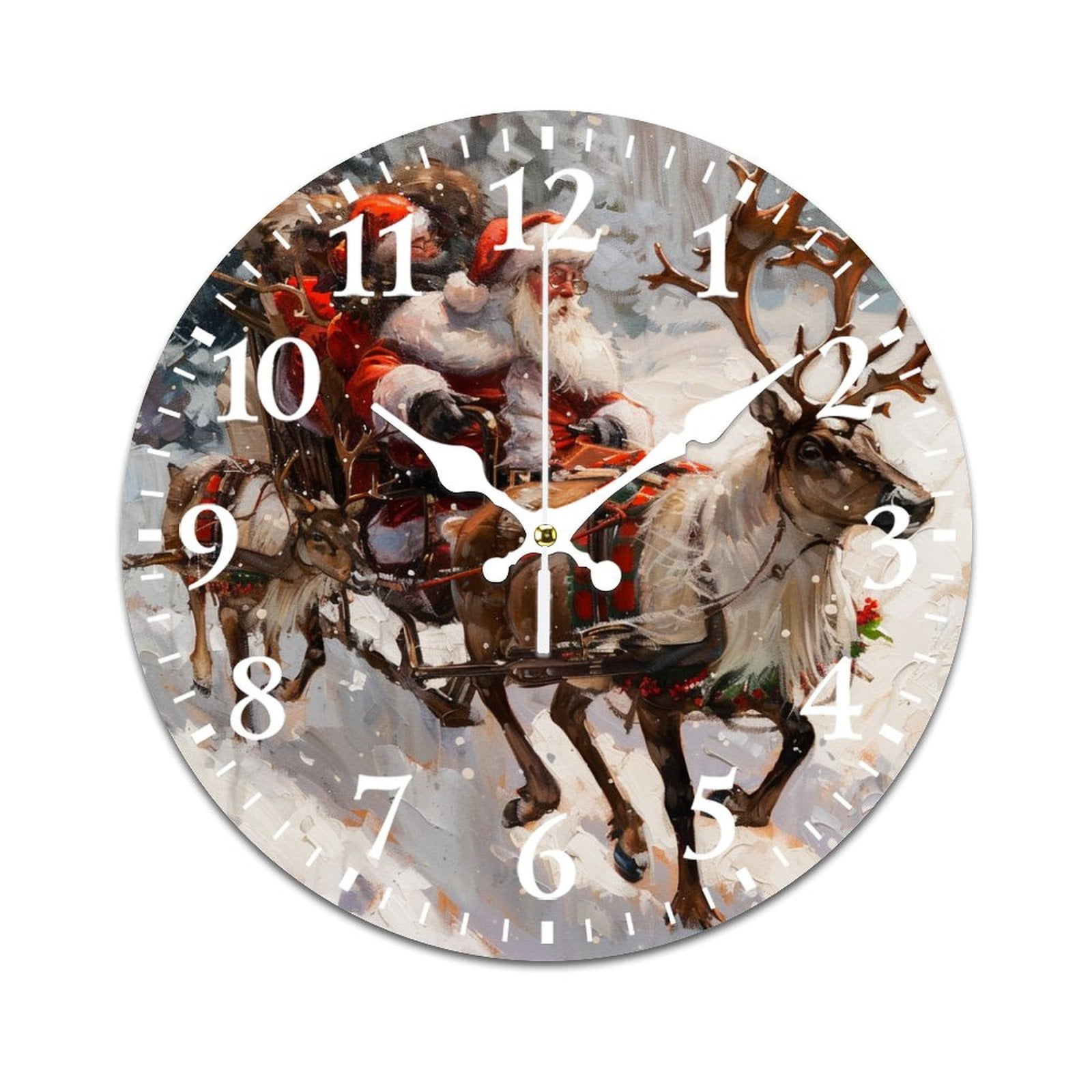 Santa Claus Elk Christmas Wall Clock Modern Design Clocks Wall Hanging ...