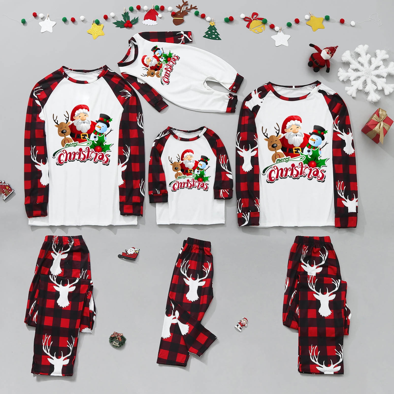Santa Claus Elk Pjs Christmas Family Pajamas Matching Sets, Christmas ...