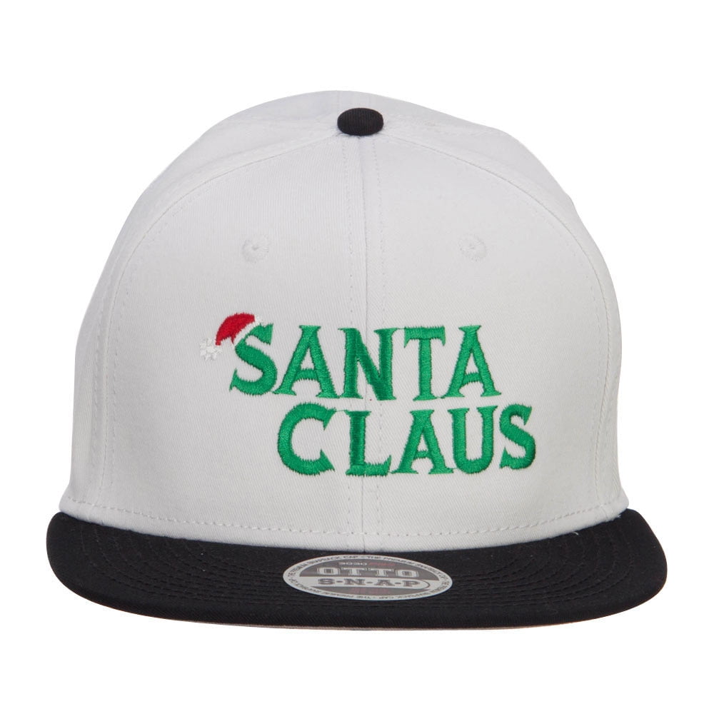 Santa Claus Embroidered Snapback Cap - Black White OSFM - Walmart.com