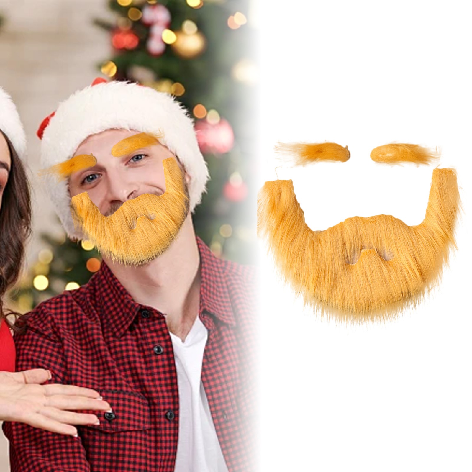Santa Claus Fake Beard - Realistic Holiday Costume Accessory, Adult ...