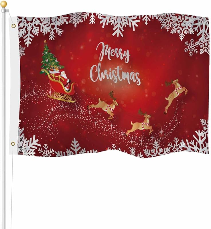 Santa Claus Flag 3X5 Ft Sleigh Christmas Tree Snowflake UV Protected ...