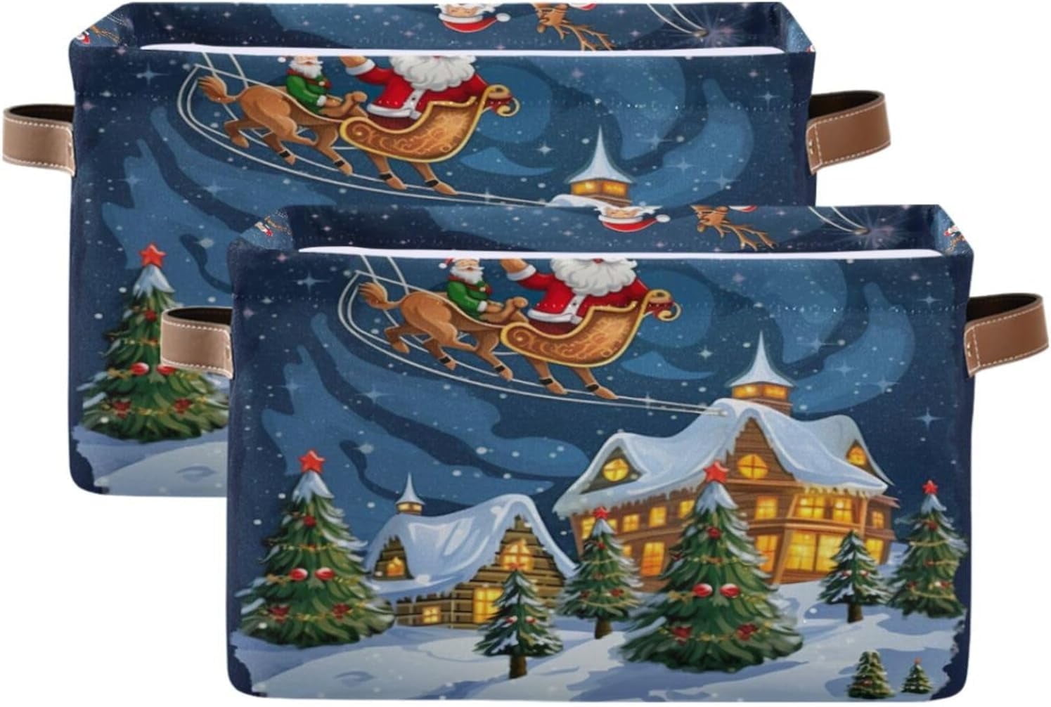 Santa Claus Flying Foldable Storage Basket for Shelves, Collapsible ...