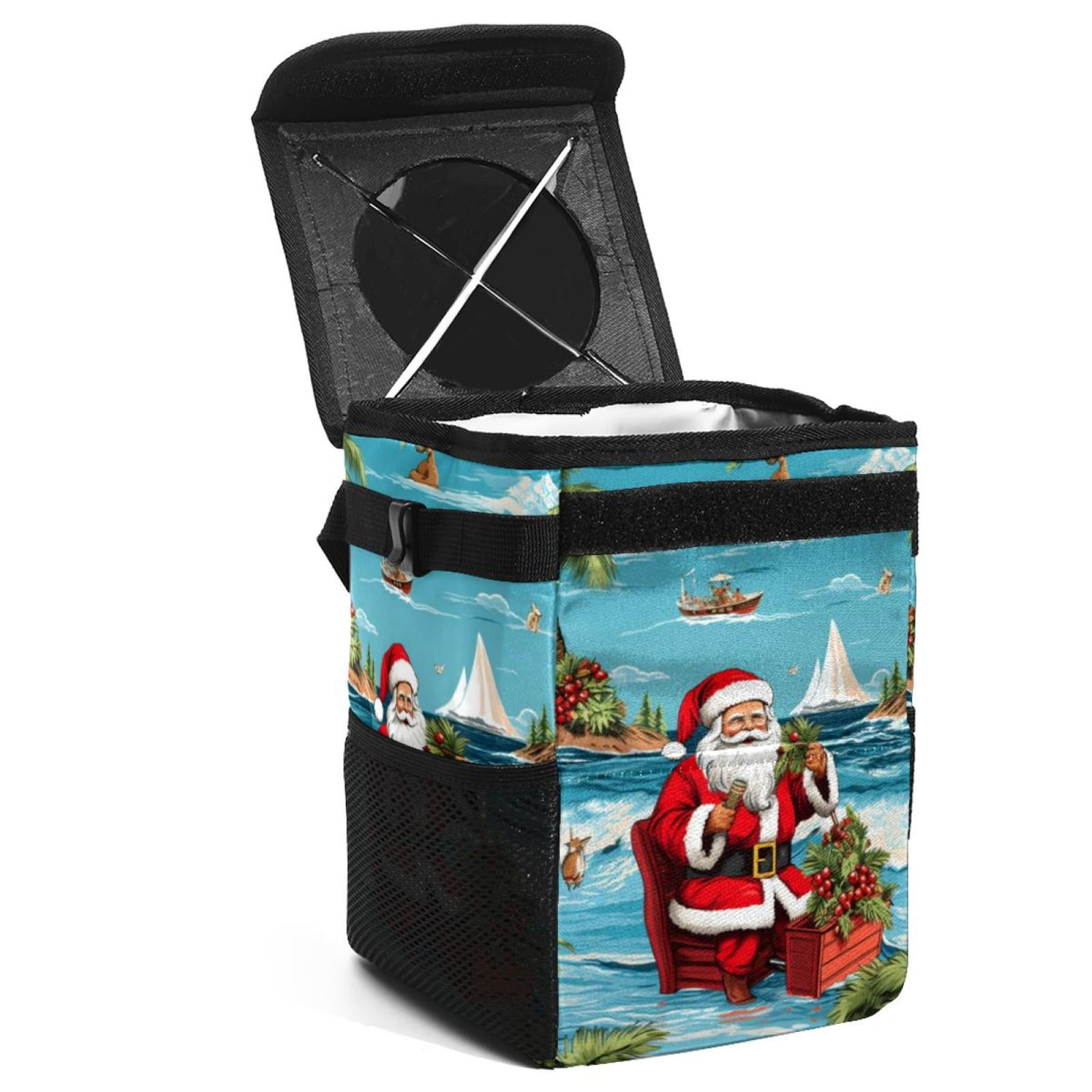 Santa Claus Foldable Car Garbage Can Trash Can for Car, with Lid, Leak ...