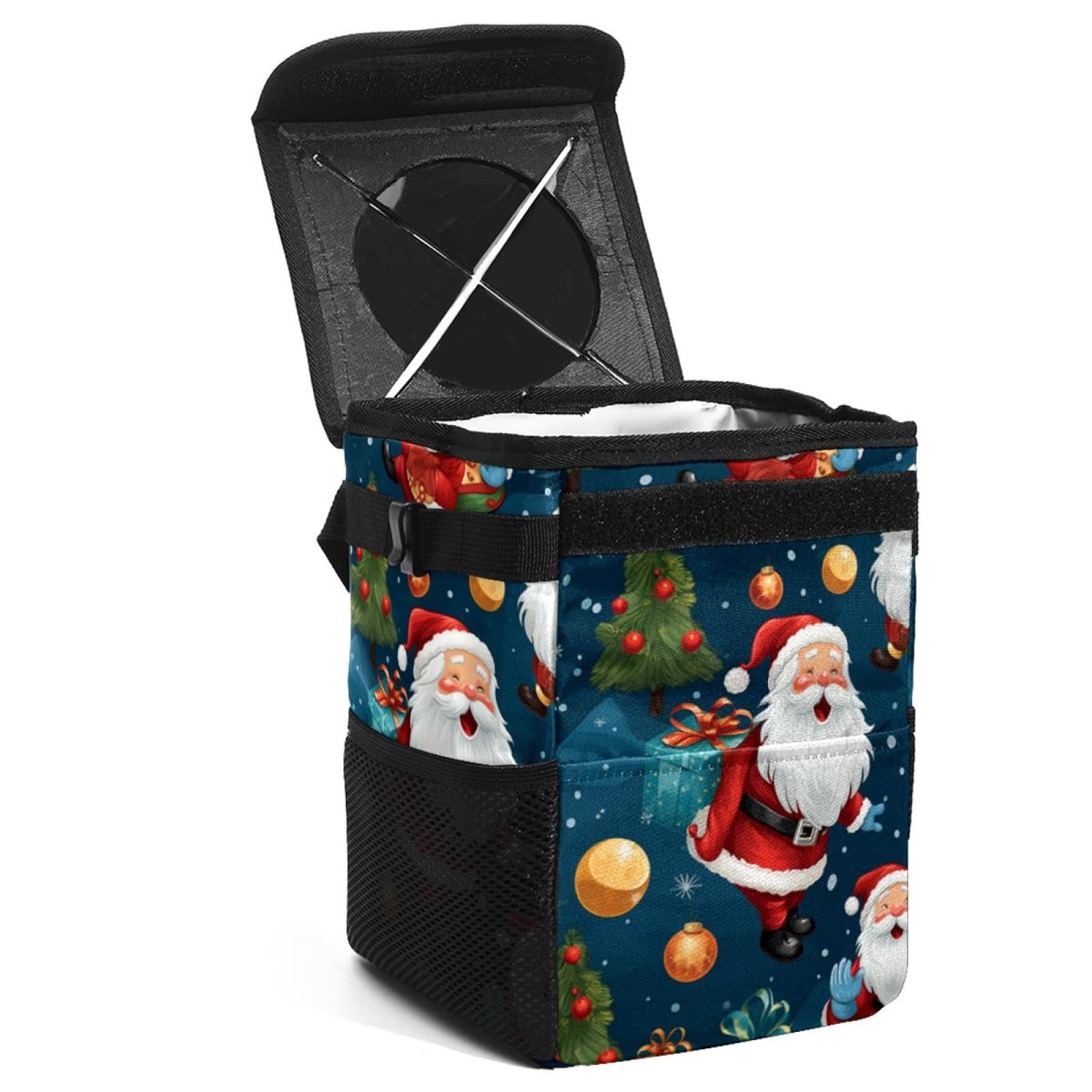 Santa Claus Foldable Car Garbage Can with Lid, Leak-Proof, and Hanging ...