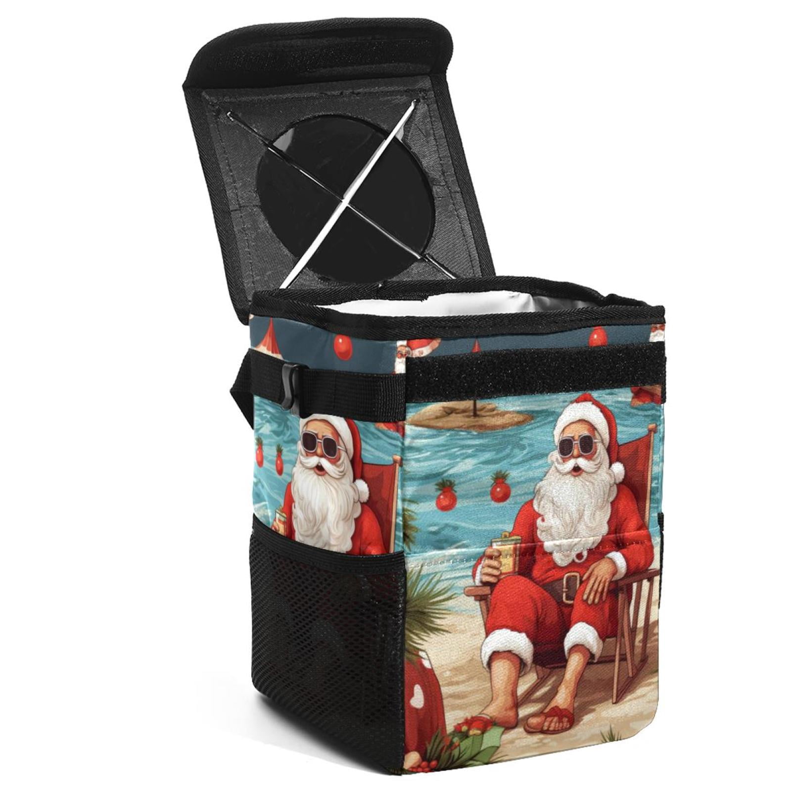 Santa Claus Foldable Car Garbage Can with Lid, Leak-proof, Hanging ...