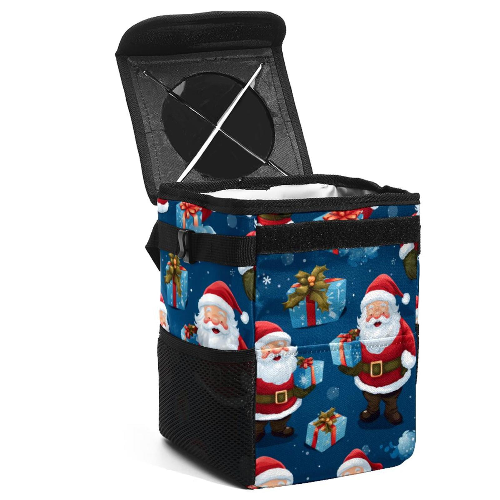 Santa Claus Foldable Car Trash Bin with Lid, Leak-proof Hanging Storage ...
