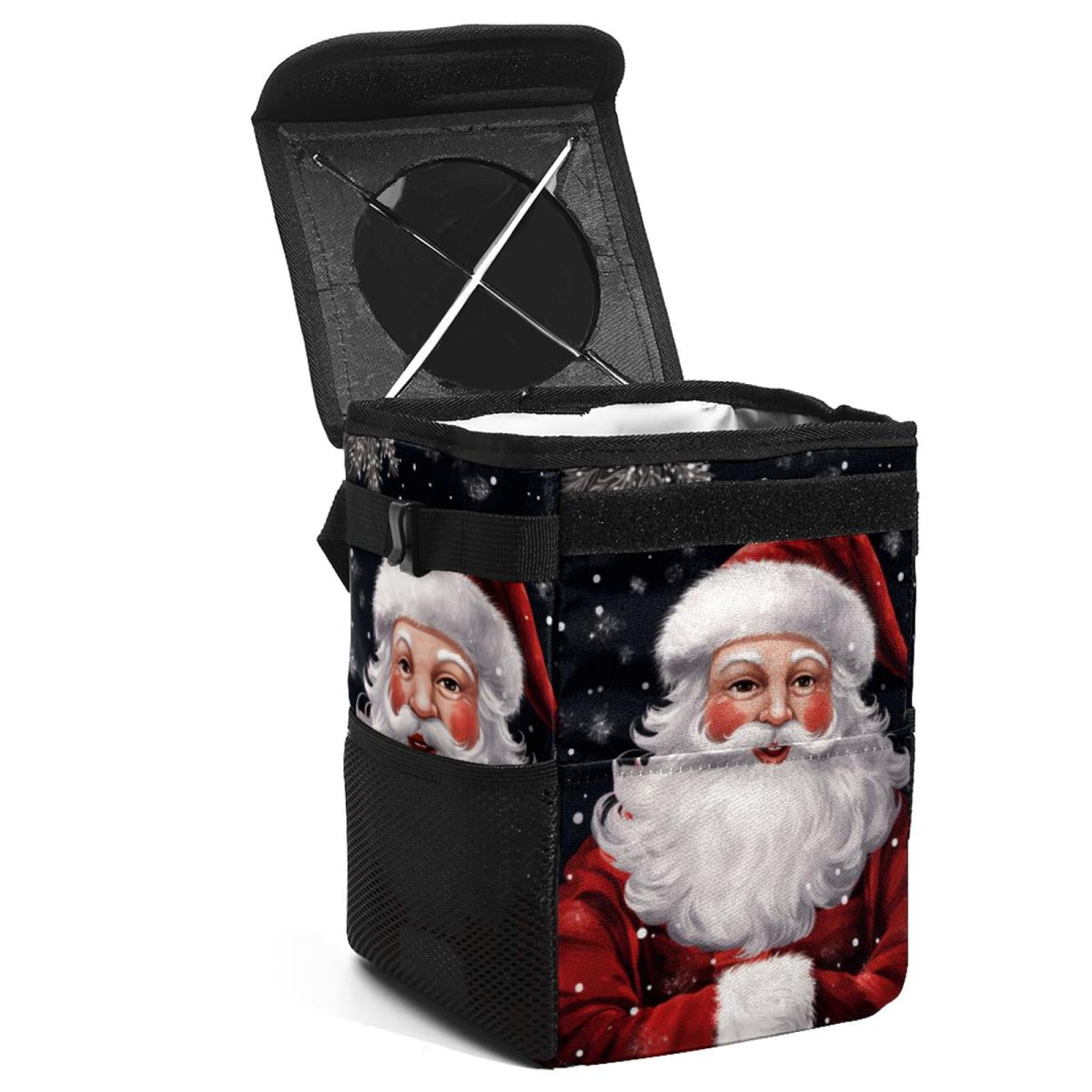 Santa Claus Foldable Car Trash Can with Lid, Leak-Proof Mini Trash Can ...