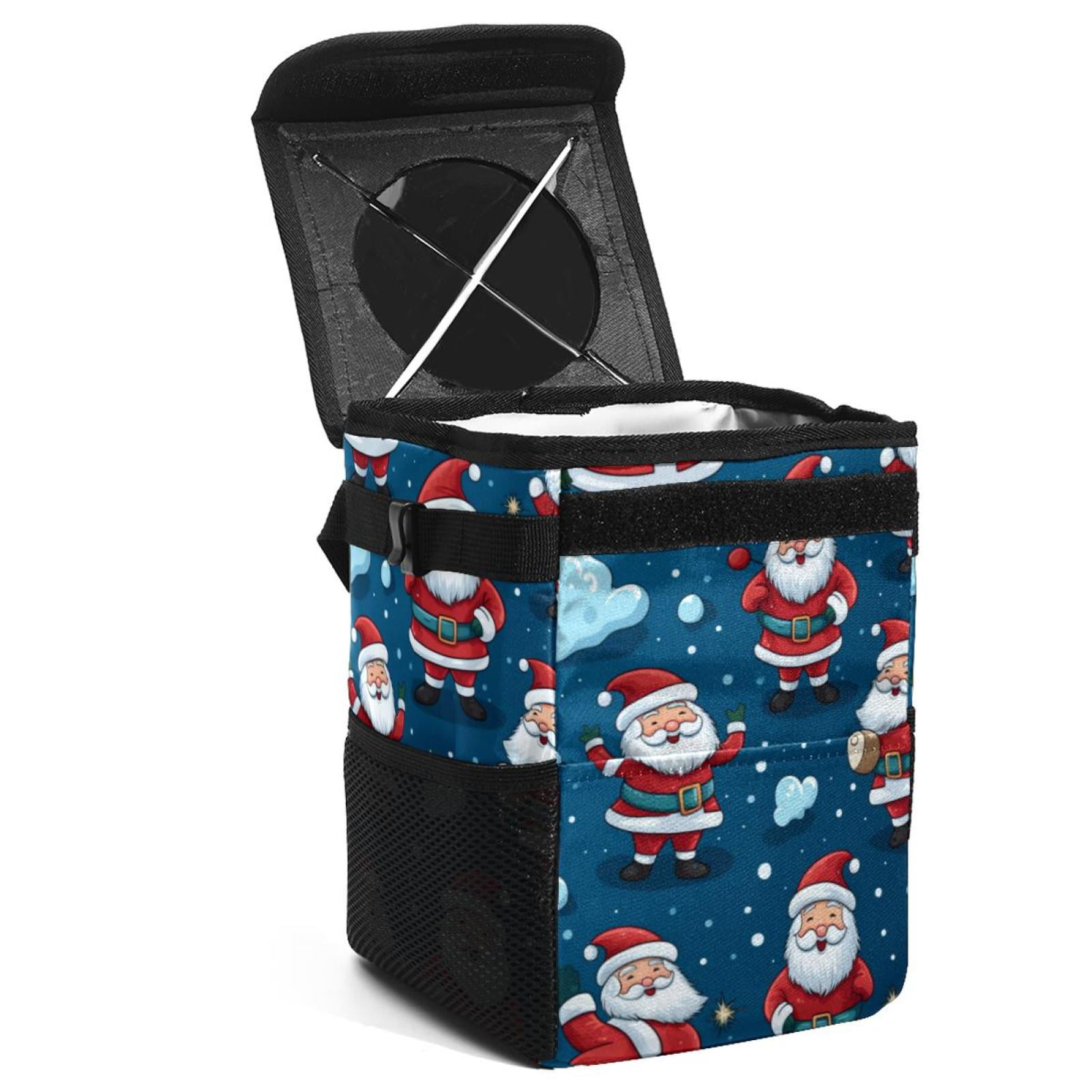 Santa Claus Foldable Car Trash Can with Lid, Leak-proof Mini Garbage ...