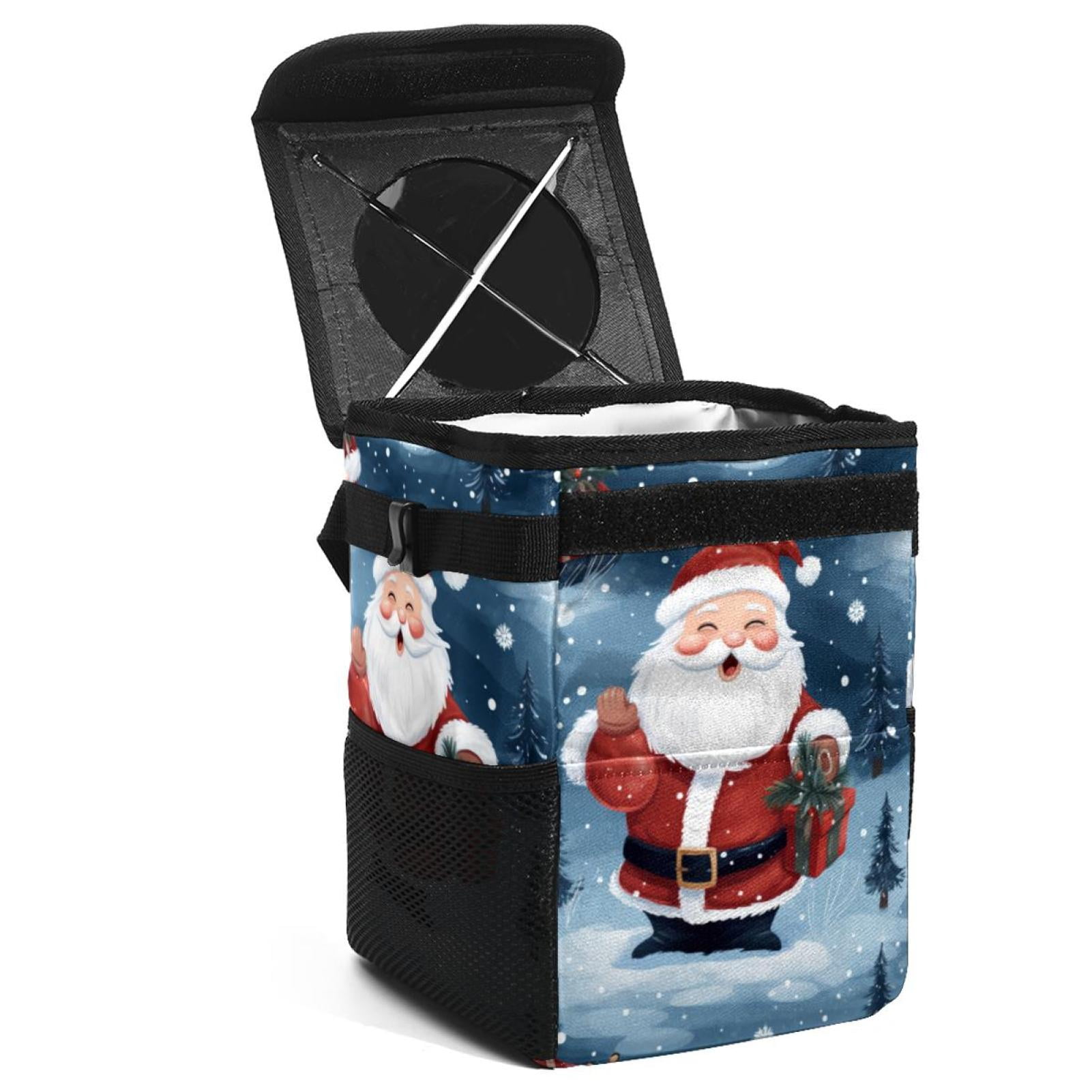 Santa Claus Foldable Car Trash Can with Lid, Leak-proof Mini Garbage ...