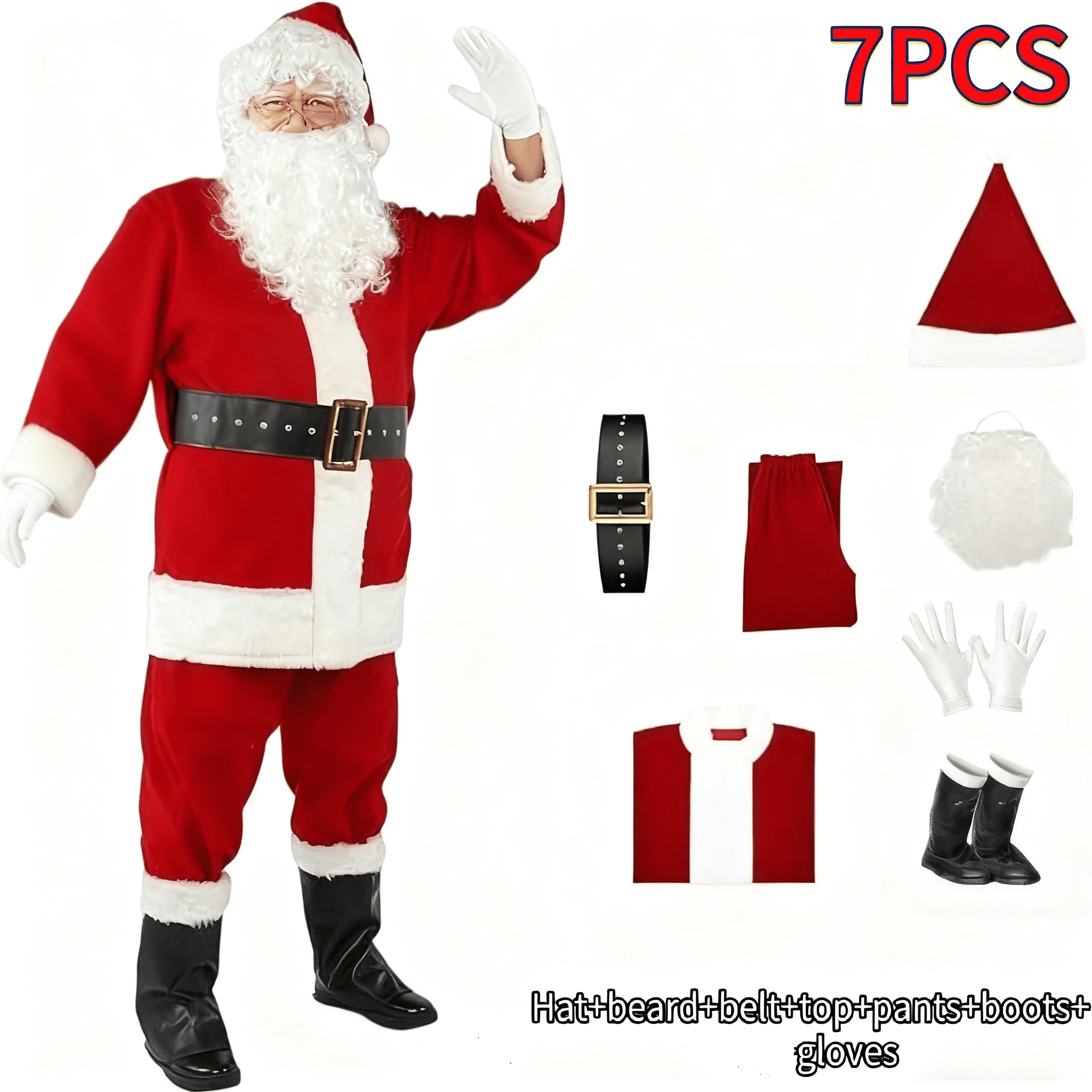Santa Claus Gold Velvet Set Christmas Warm Clothing Men's Christmas ...