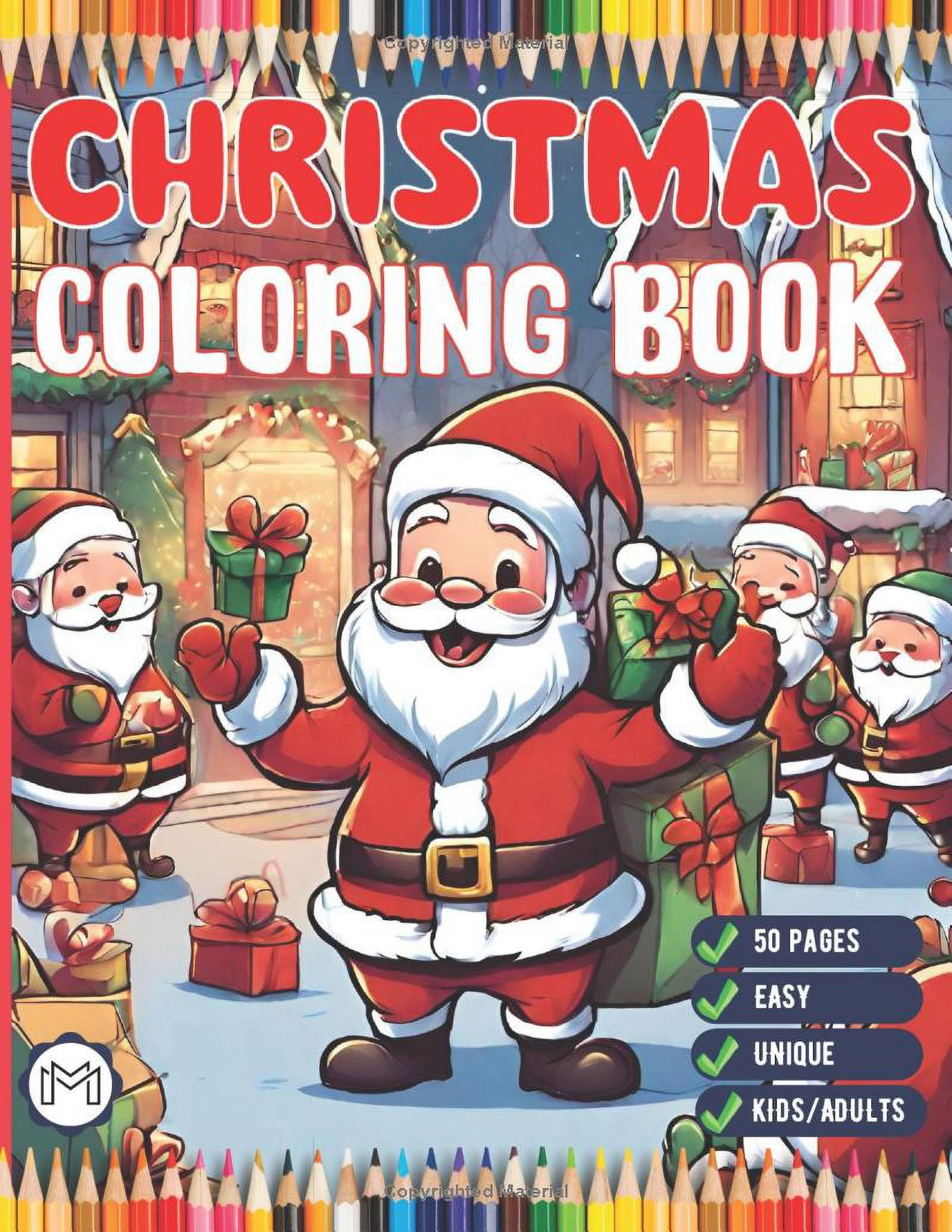 Santa Claus Happy Christmas Coloring Book for Kids Adults Men Women: 50 ...
