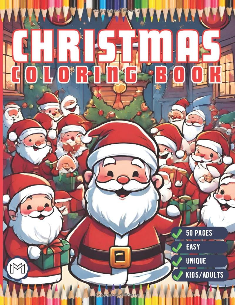 Santa Claus Happy Christmas Coloring Book for Kids Adults Men Women: 50 ...