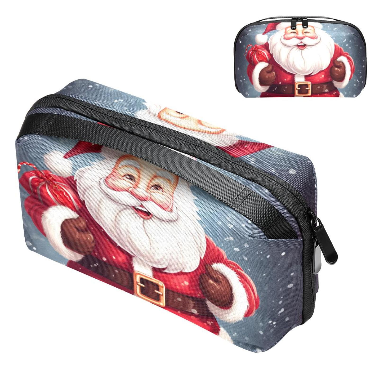 Santa Claus Hard Drive Case Travel Bag Cord Charger Organizer for Purse ...