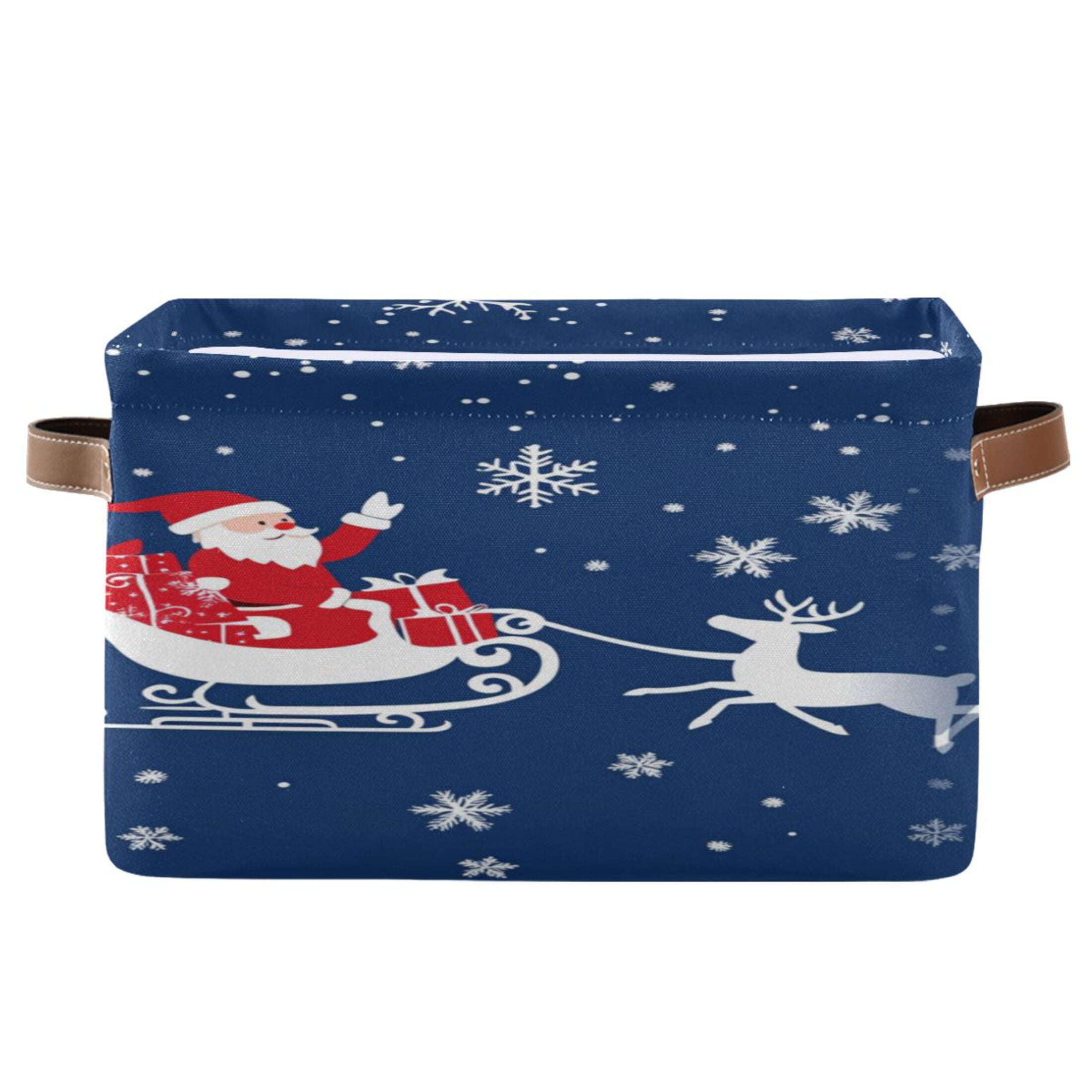 Santa Claus with His Sleigh Foldable Storage Basket,Canvas Fabric ...