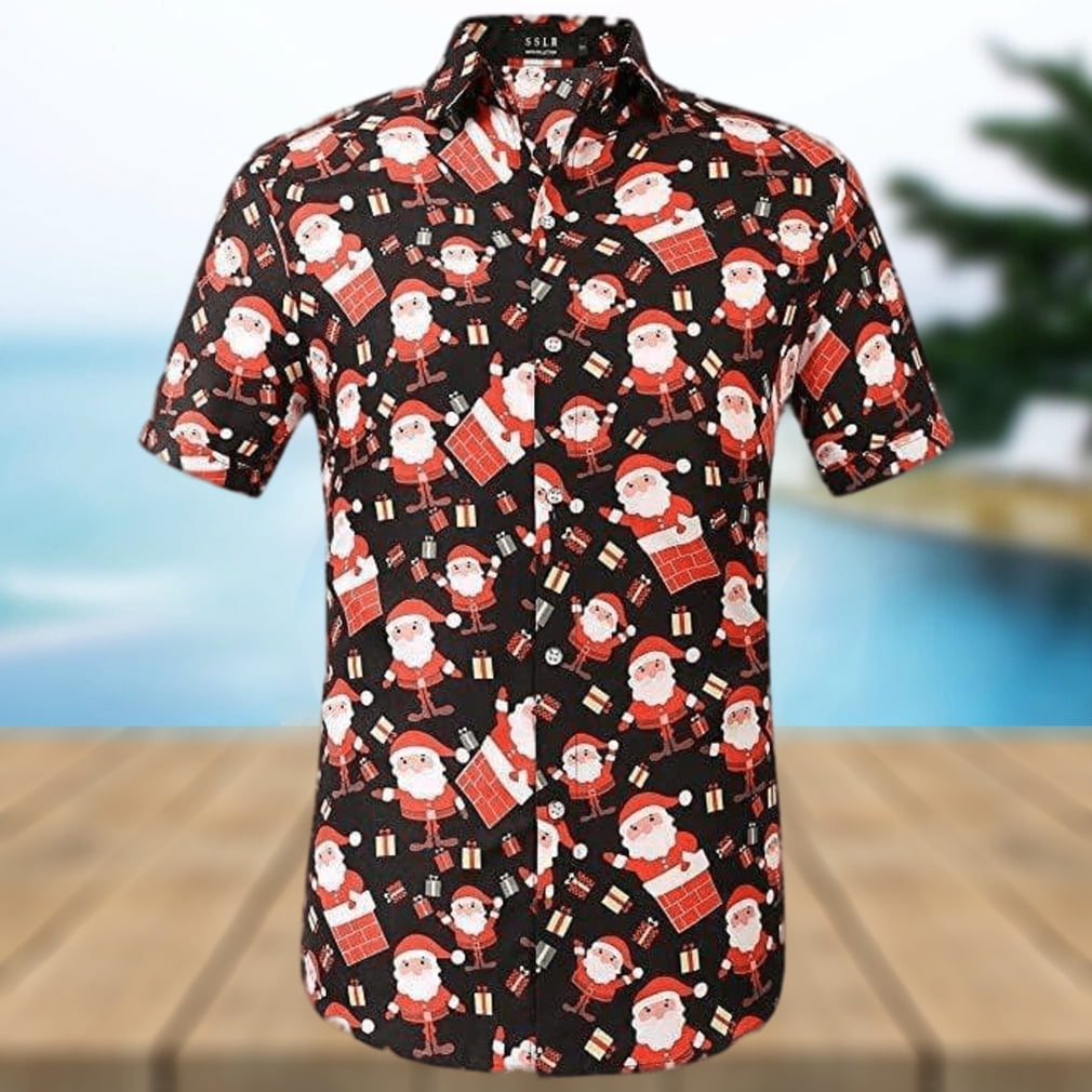 Santa Claus Holiday Party Christmas Hawaiian Shirt - Walmart.com