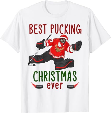 Santa Claus Ice Hockey Goalie Best Pucking Christmas T-Shirt - Walmart.com