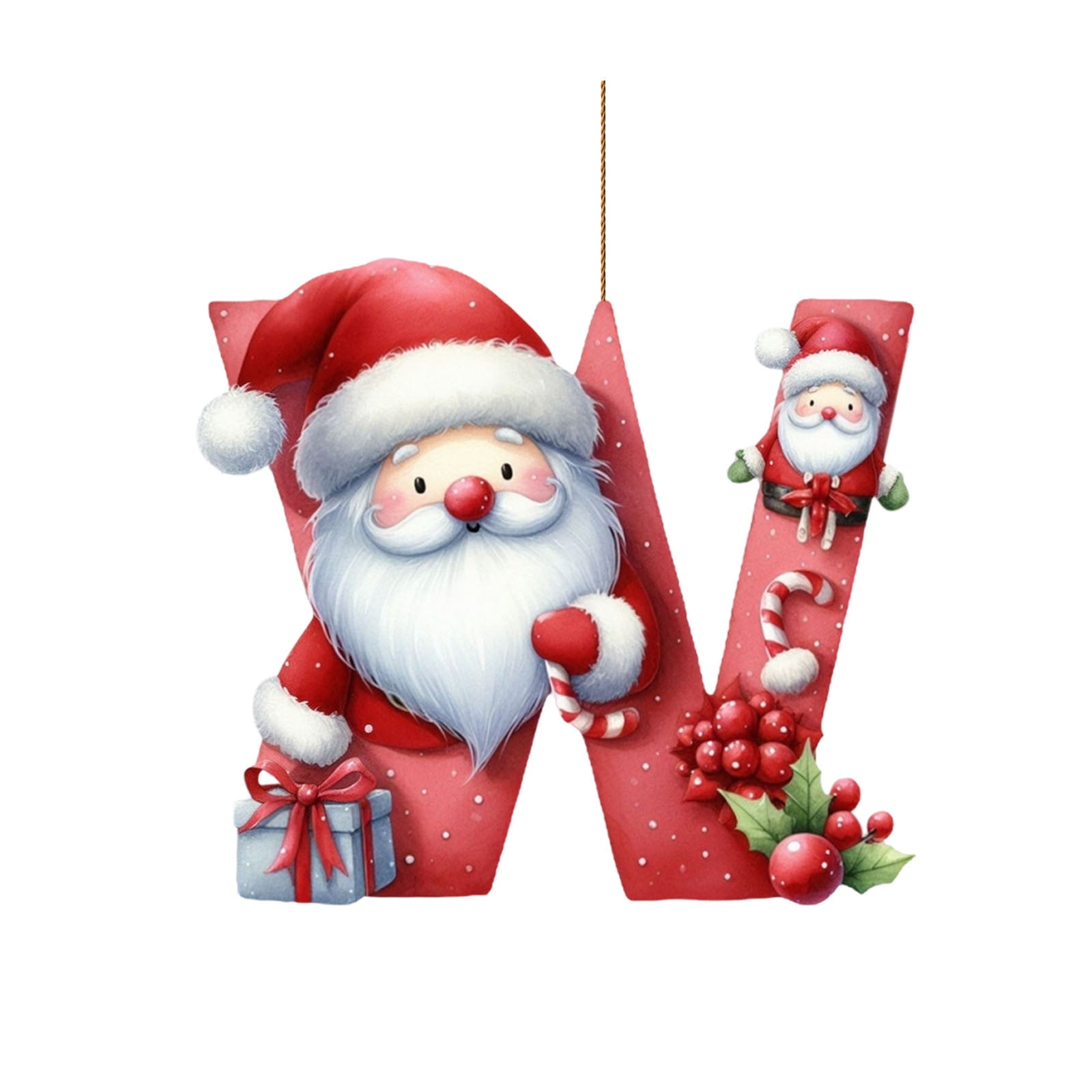 Santa Claus Initial Ornaments,26 Letter Ornaments Christmas Tree ...