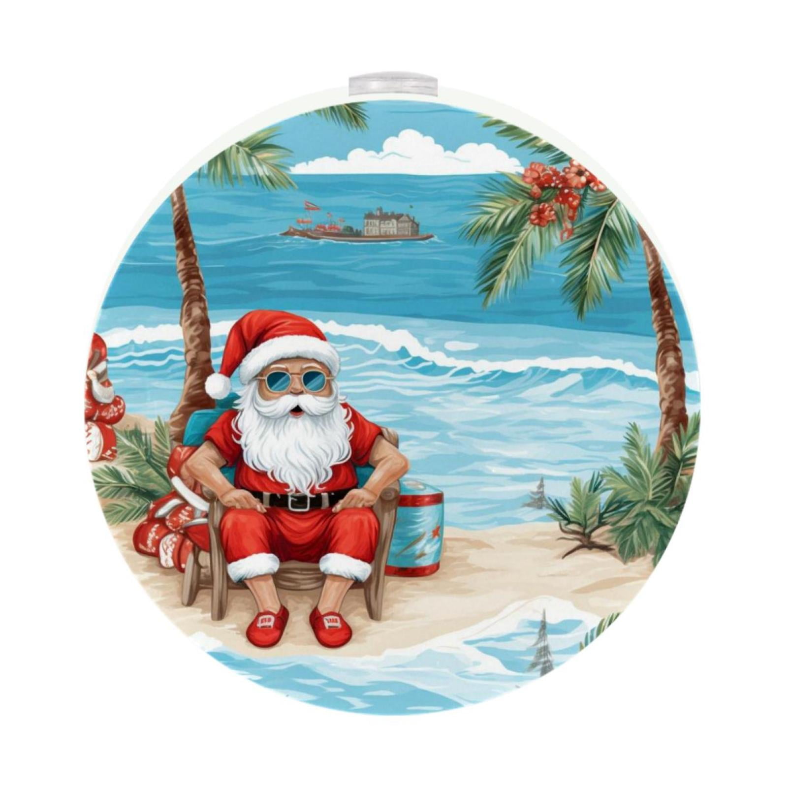 Santa Claus LED Round Night Light-2PCS, Dimmable Plug-in Wall Lamp with ...