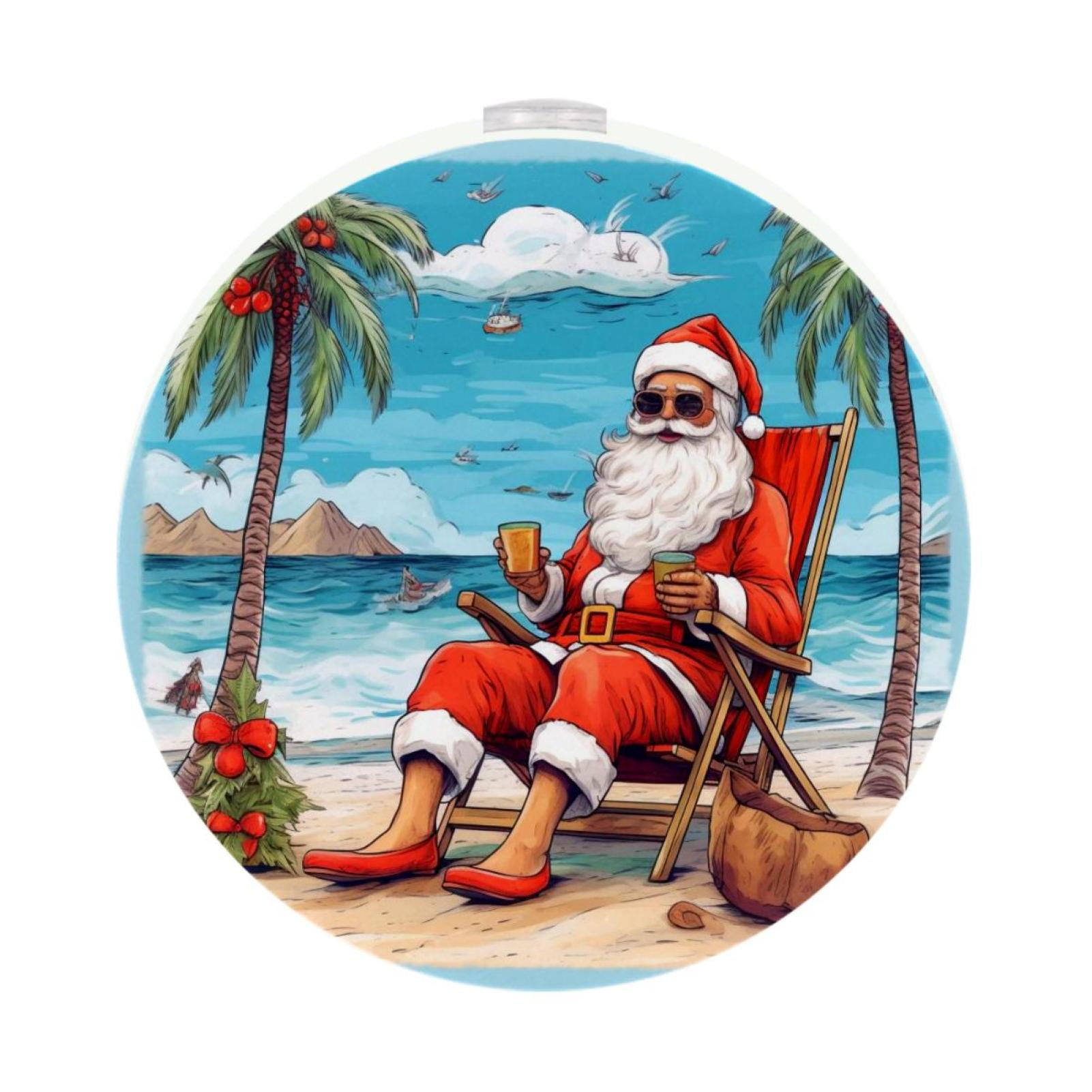 Santa Claus LED Round Night Light-2PCS, Plug-in Dusk-to-Dawn Auto ...