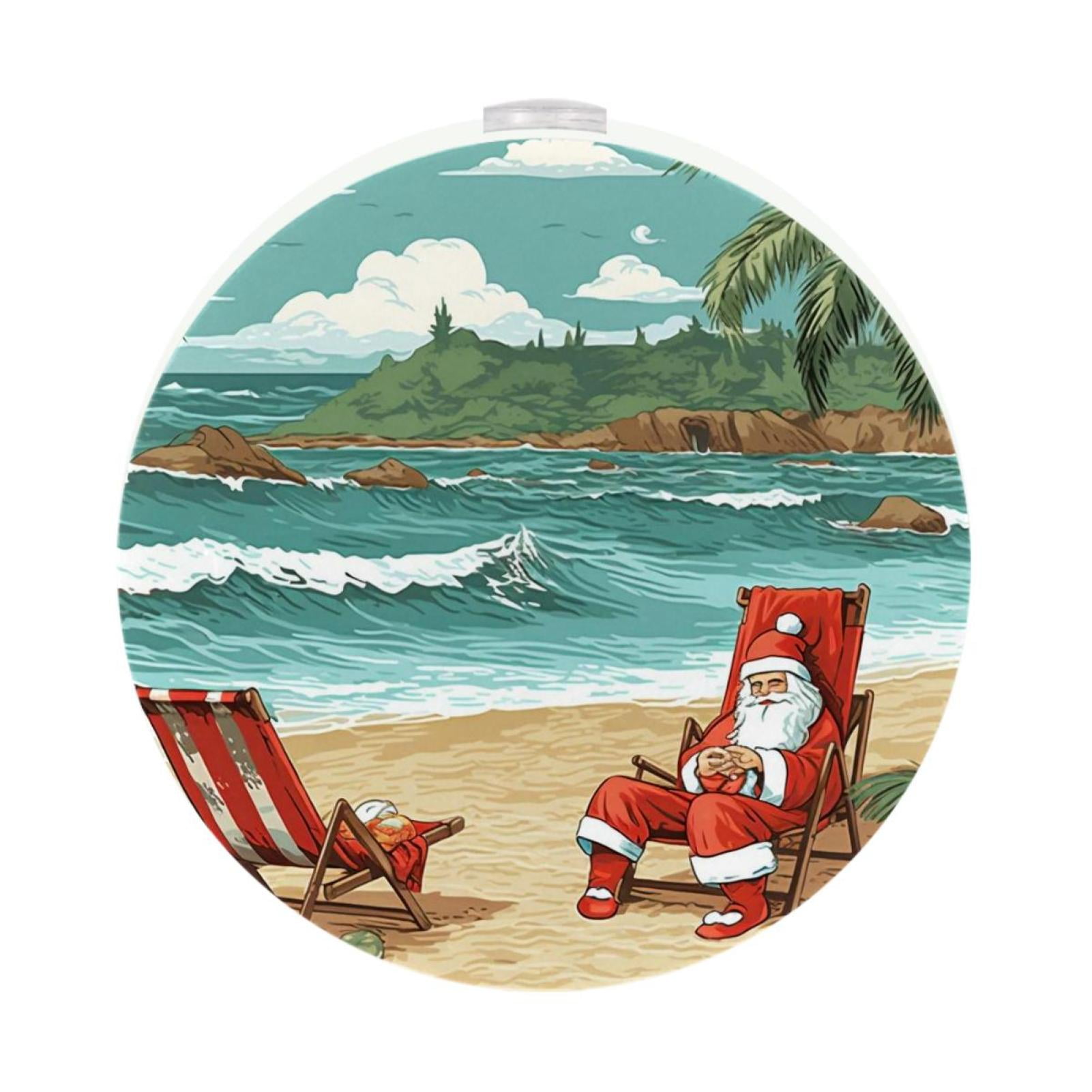 Santa Claus LED Round Night Light-2PCS, Plug-in Dusk-to-Dawn Auto ...