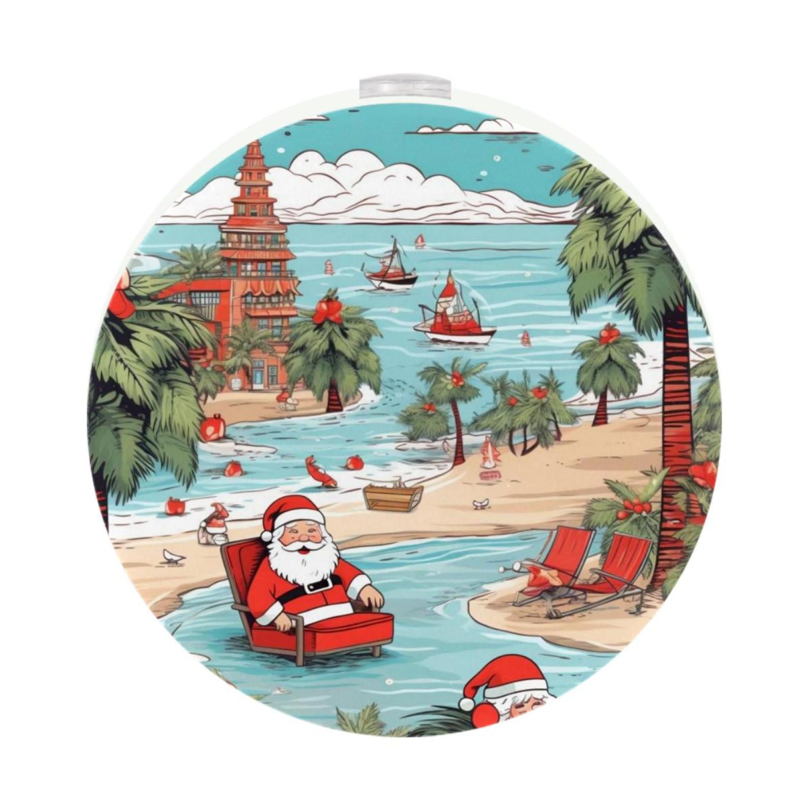 Santa Claus LED Round Night Light-2PCS, Plug-in Dusk-to-Dawn Auto ...