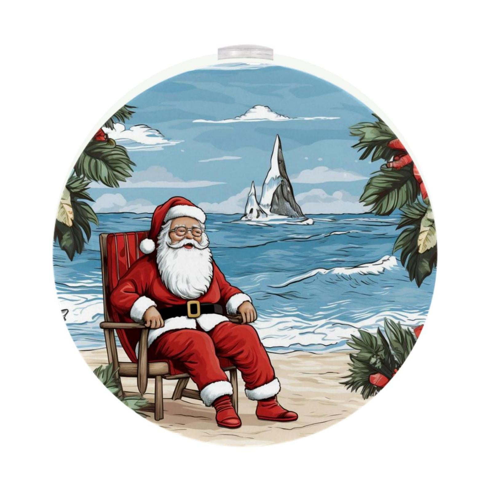 Santa Claus LED Round Night Light-2PCS, Plug-in Wall Lamp with Dusk to ...