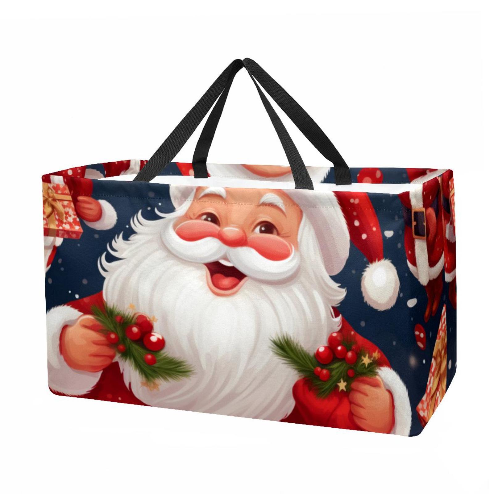 Santa Claus Large Foldable Storage Basket and Grocery Bags Collapsible ...