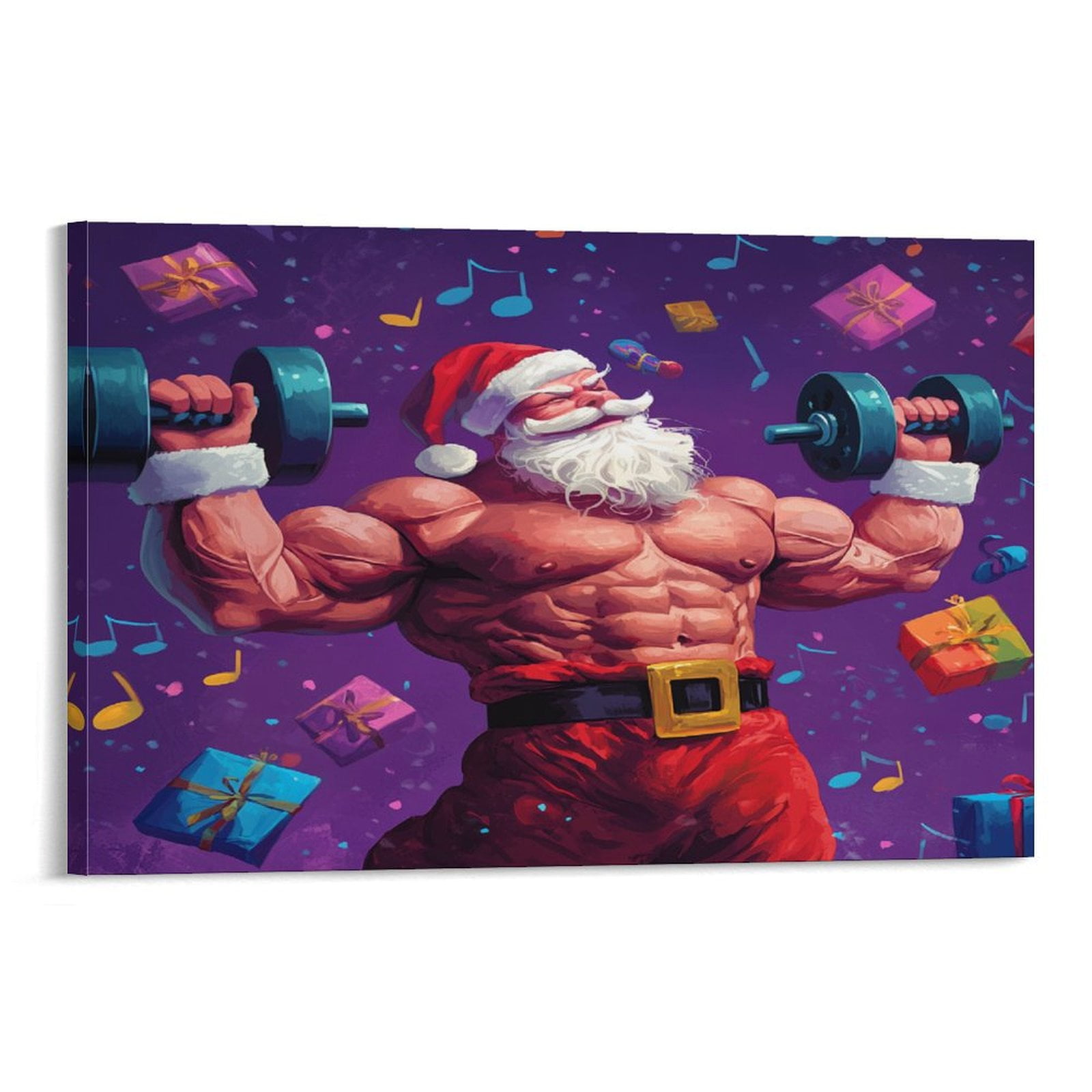 Santa Claus Lifting Weights Canvas Wall Art for Bedroom Santa Claus ...