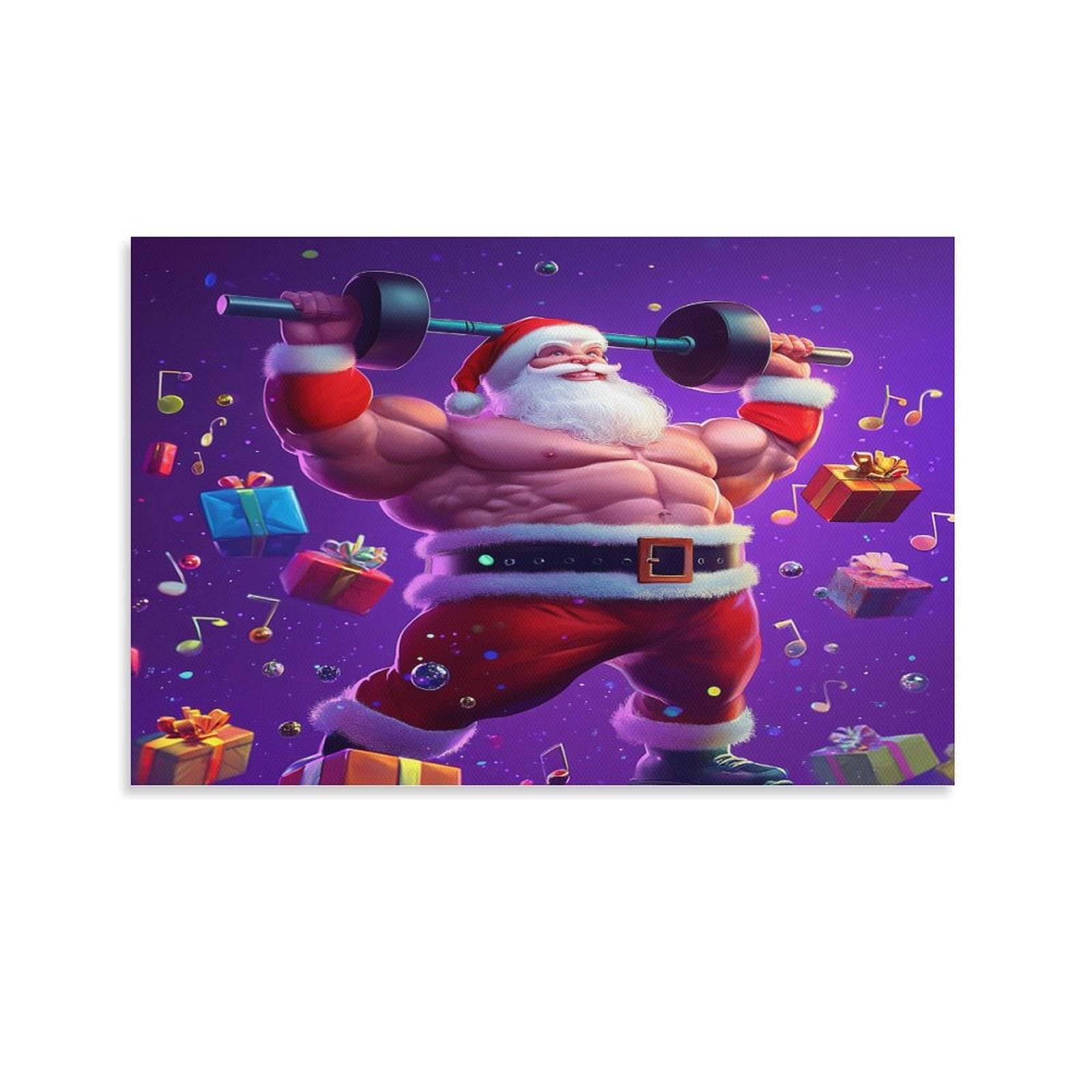 Santa Claus Lifting Weights Living Room Art Santa Claus Christmas ...