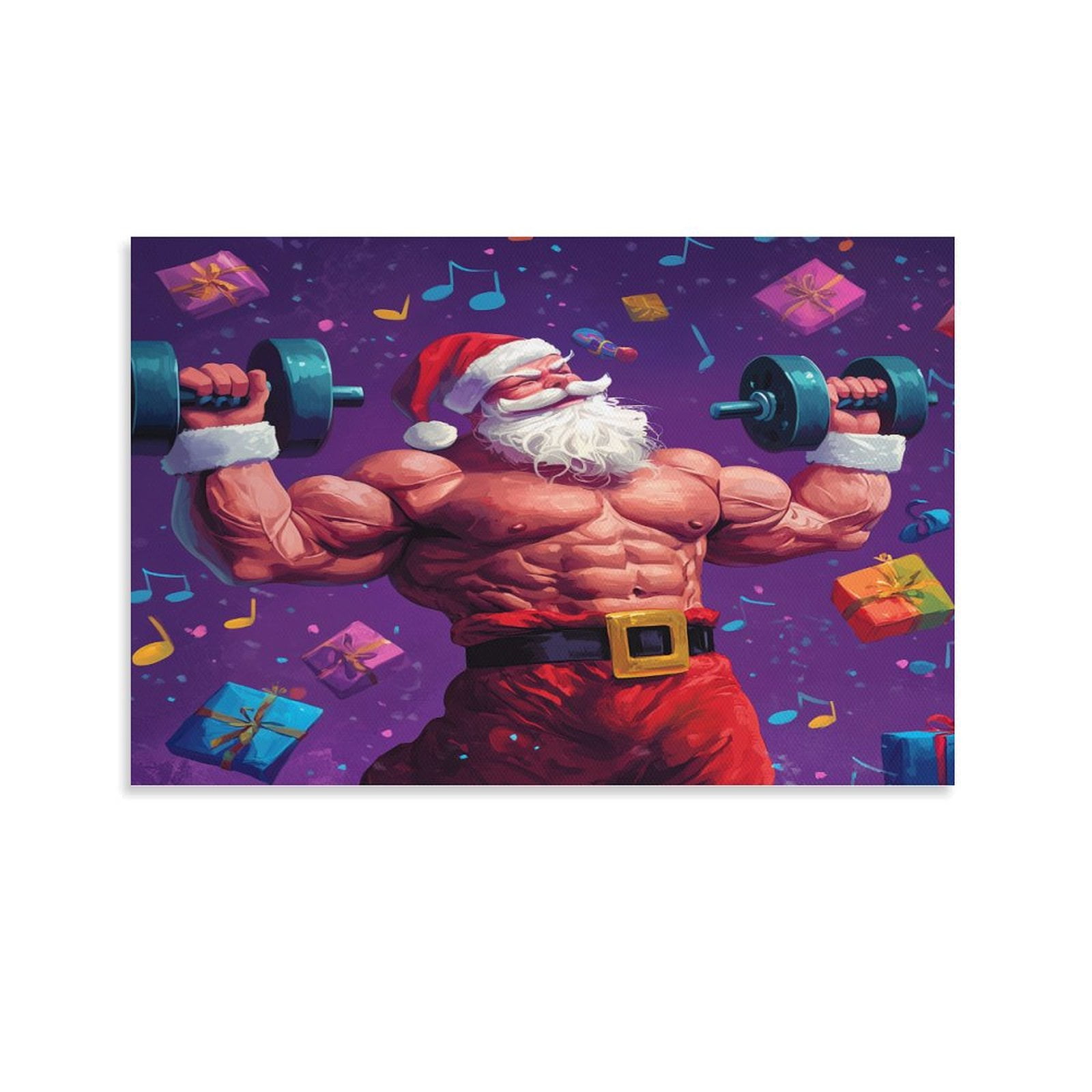 Santa Claus Lifting Weights Poster Wall Art Decor Print Santa Claus ...