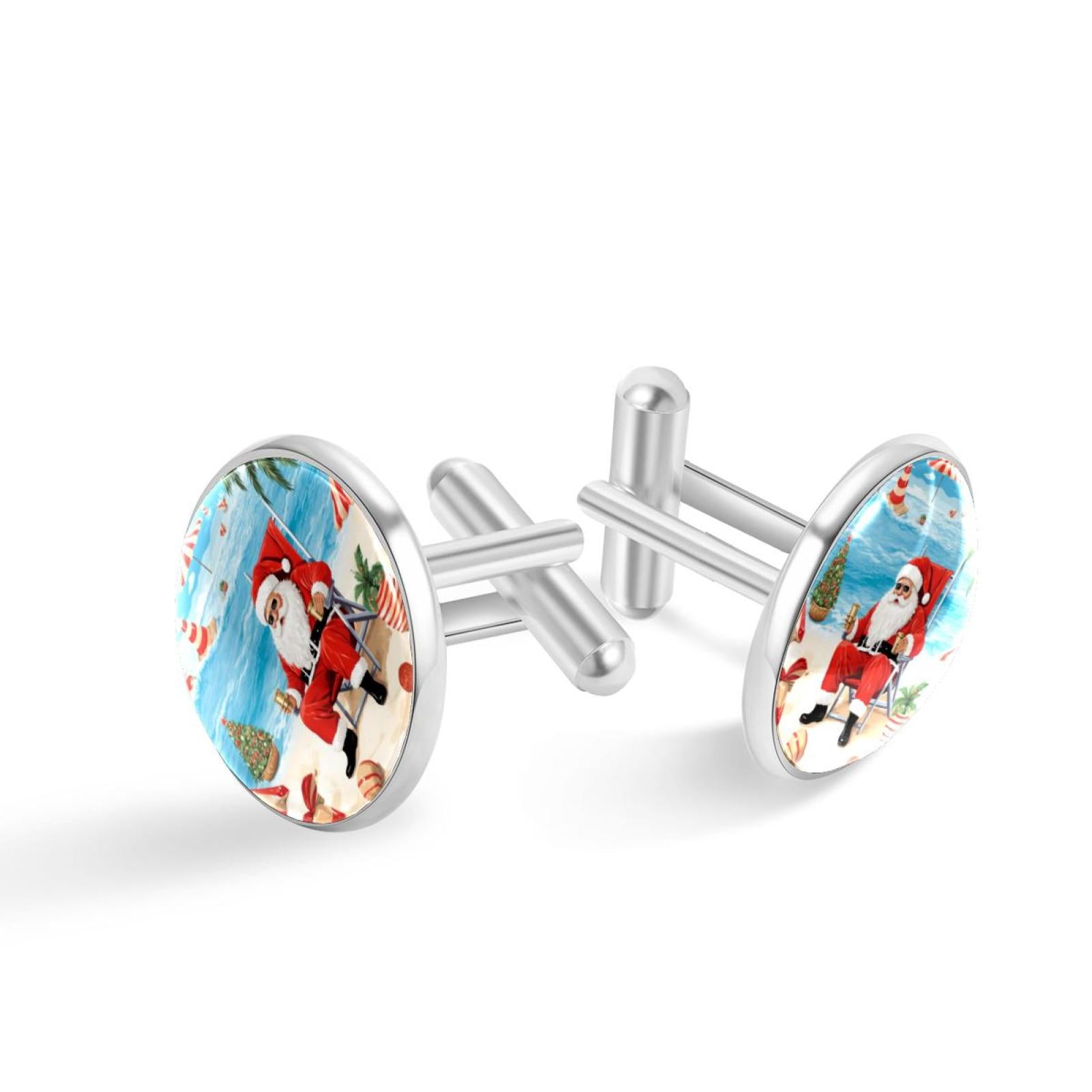 Santa Claus Men's Cufflinks for Formal Attire, Made of Stainless Steel ...