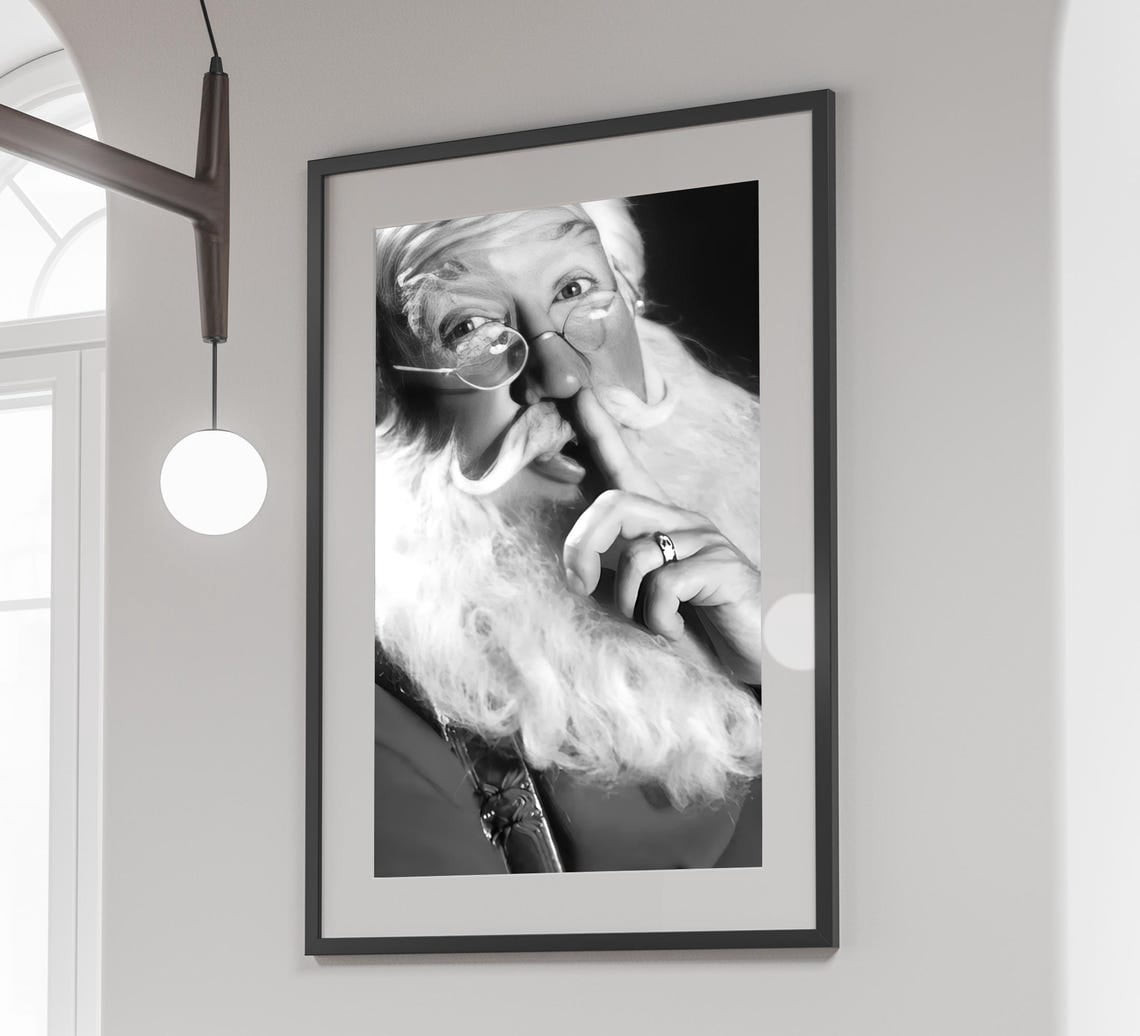Santa Claus Movie Poster, Black And White, Printable Christmas Wall Art ...
