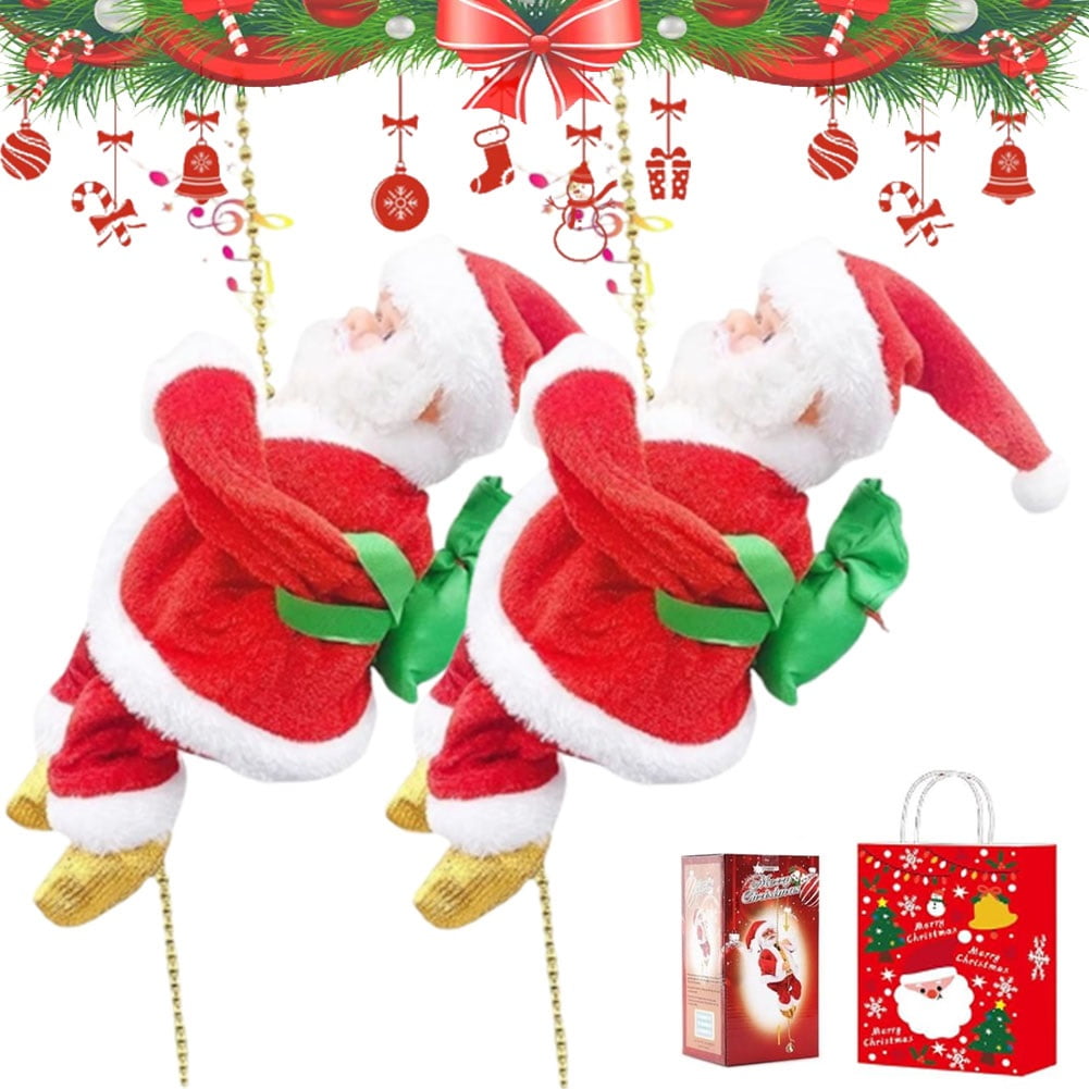 Santa Claus Musical Climbing Rope 9" Animated Electric Climbing Santa ...