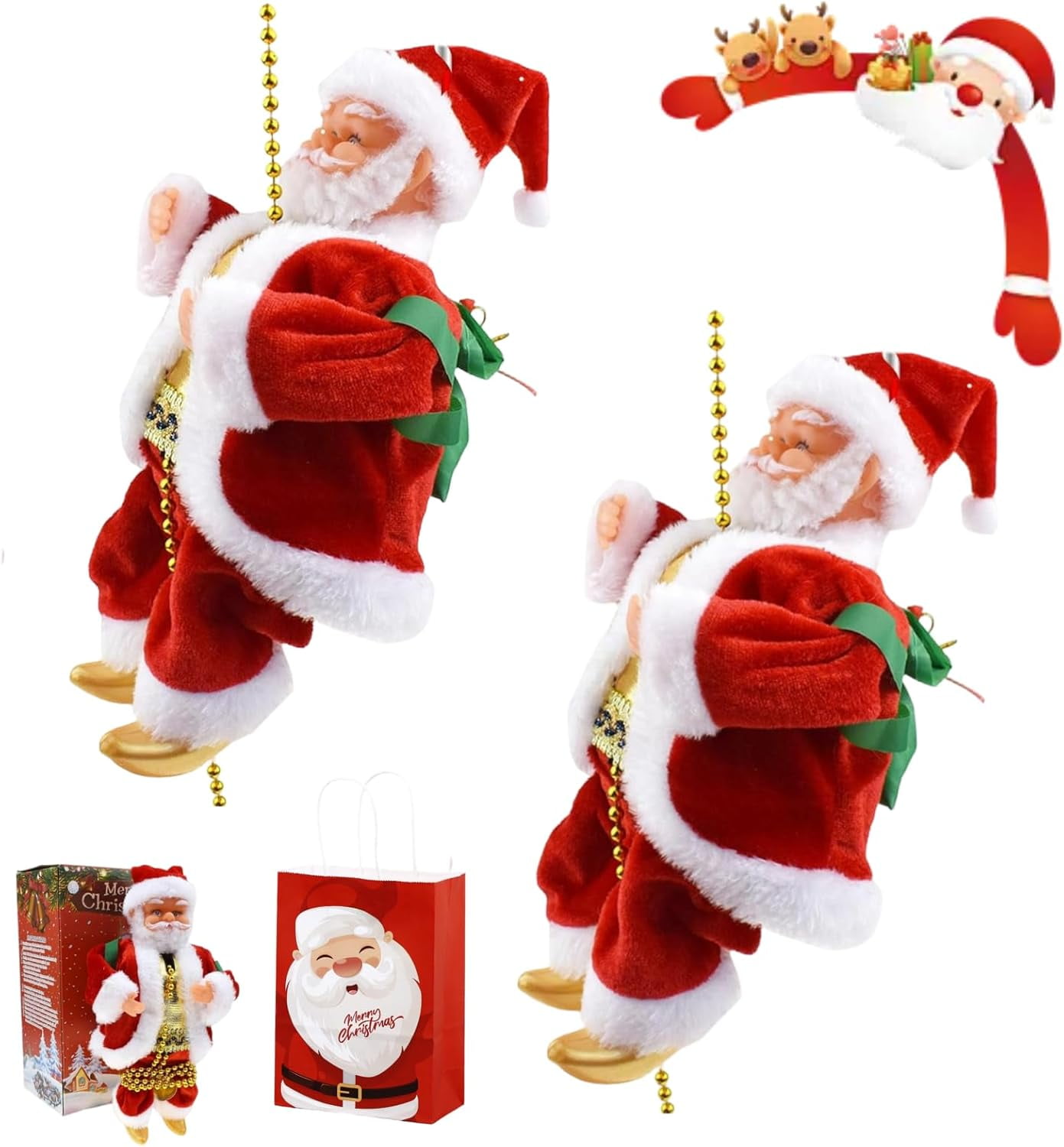 Santa Claus Musical Climbing Rope, Electric Climbing Santa On Rope with ...