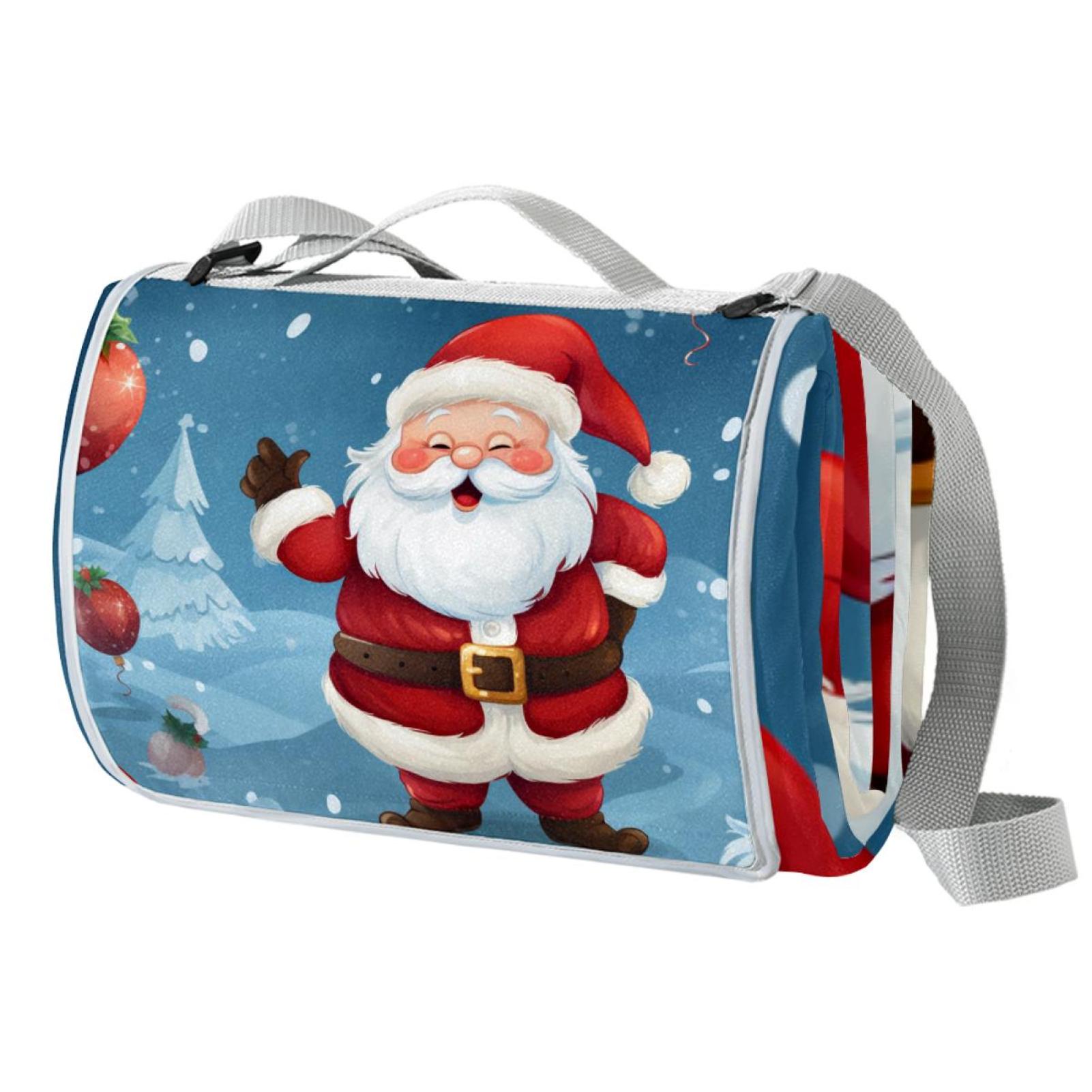 Santa Claus Portable Canvas Picnic Blanket Waterproof Backing for ...