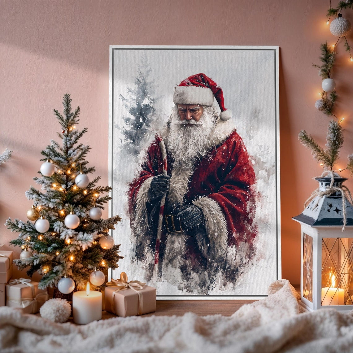 Santa Claus Poster Father Frost Wall Art Winterposter Homely Festive ...