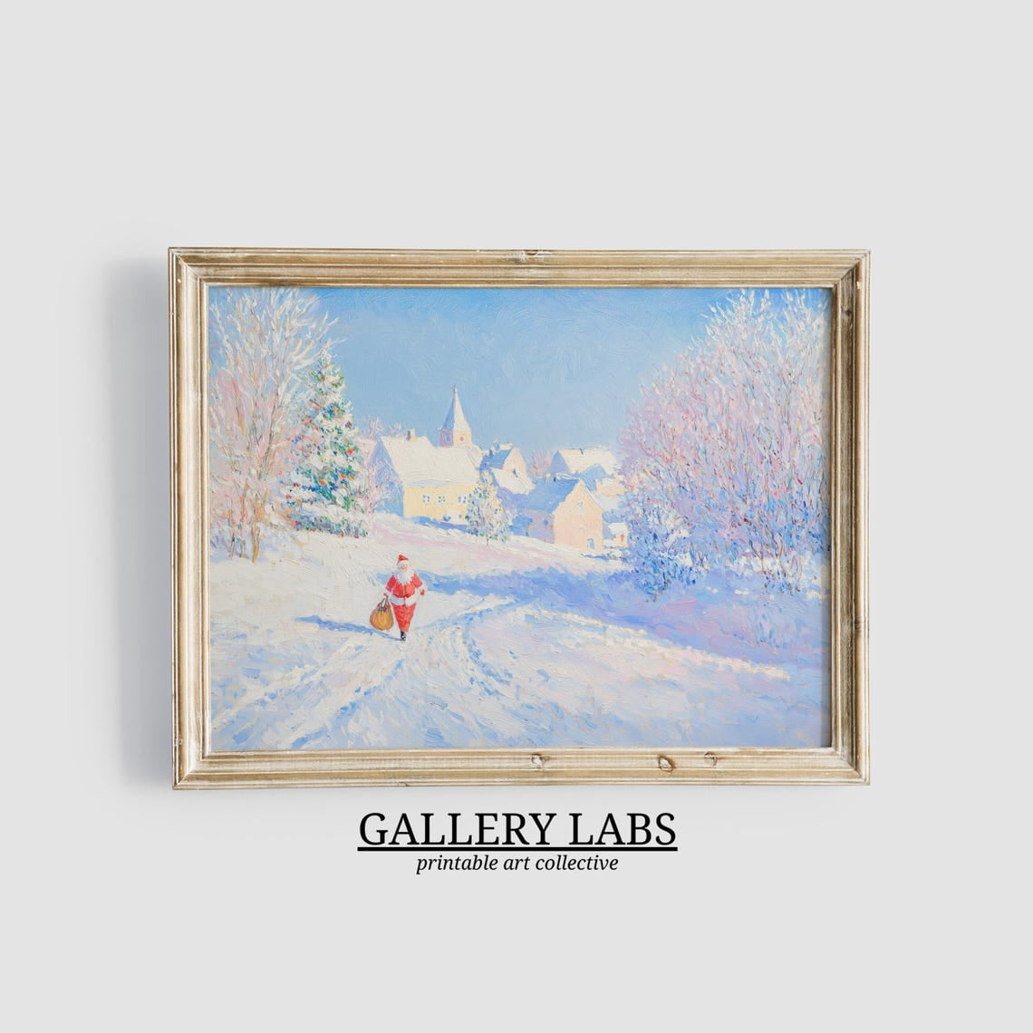 Santa Claus Print • Seasonal Decor • Pink Wall Art • Girly Winter Decor ...