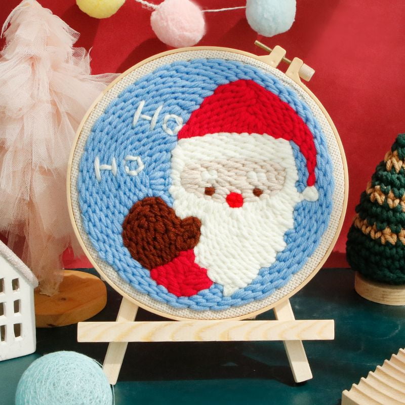 Santa Claus Punch Needle Kits Adults Beginner, Handcraft DIY Craft Hoop ...