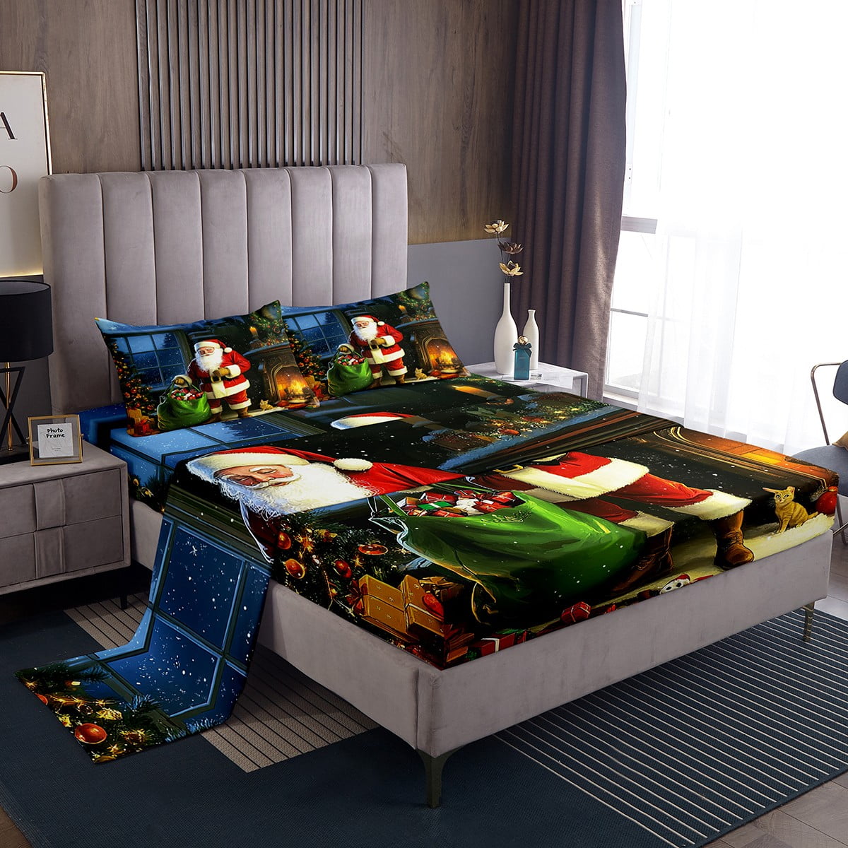 Santa Claus Queen Sheets for Boys Girls Kids Christmas Gifts Bed Sheets ...