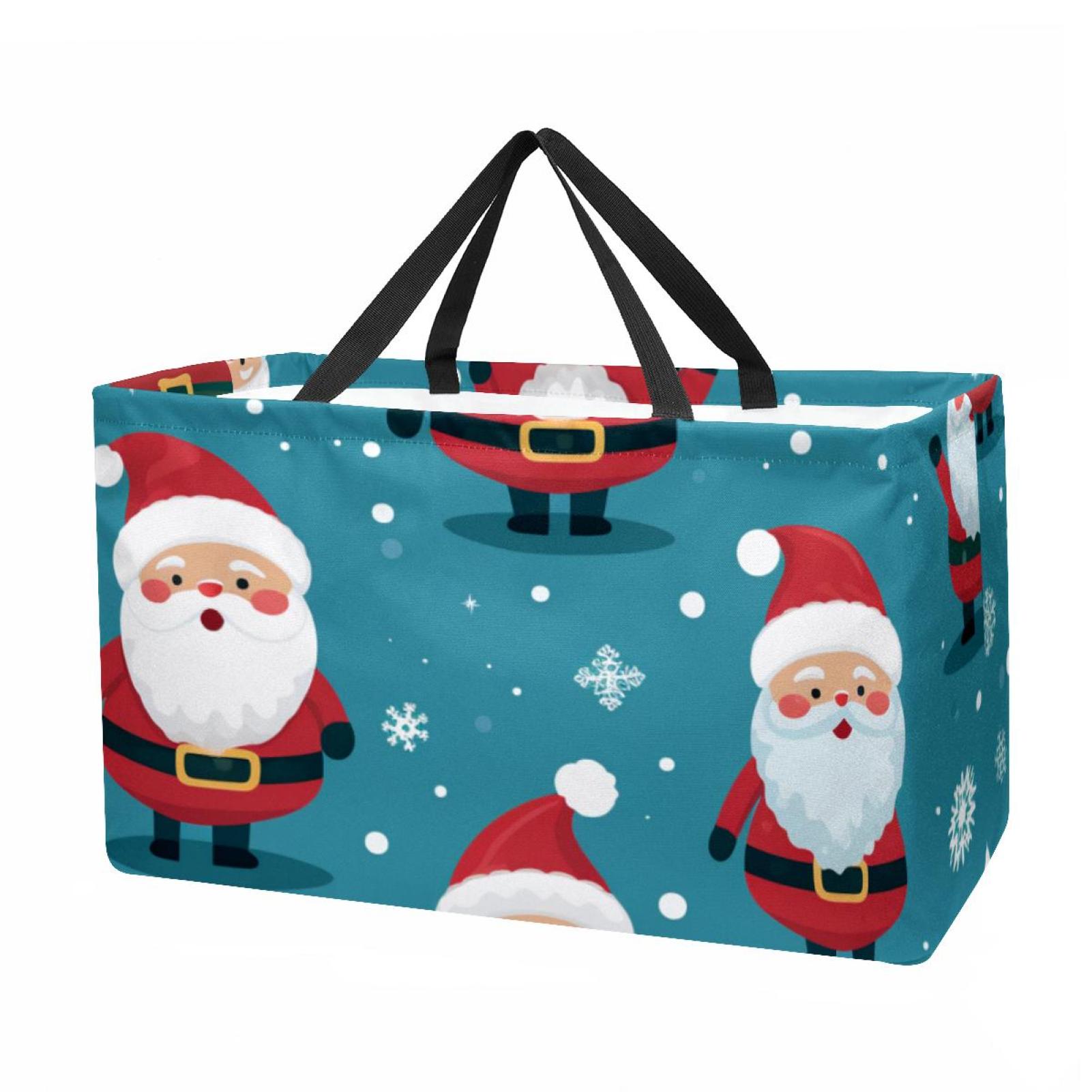 Santa Claus Reusable Foldable Picnic Basket Tote Bag Large Capacity ...