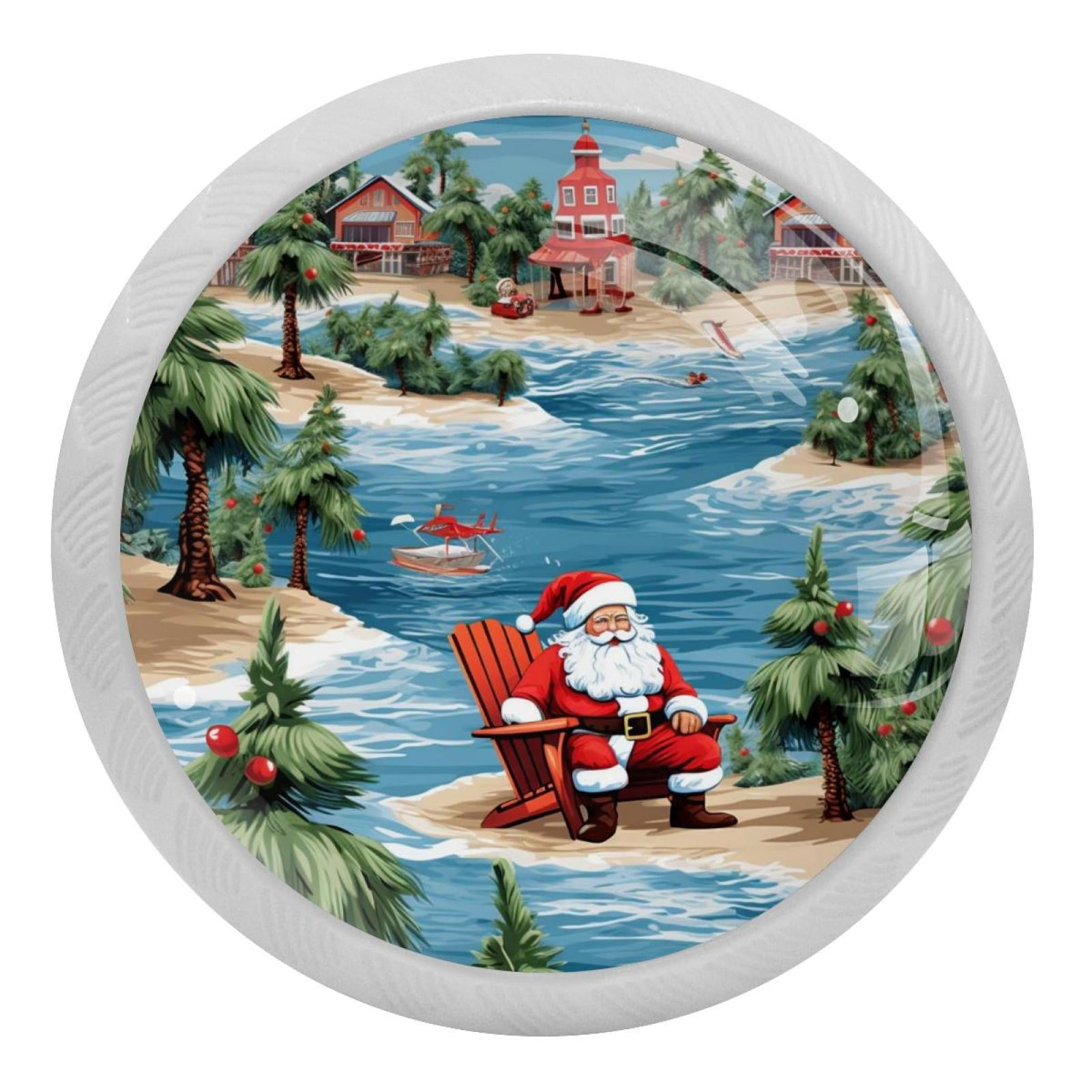 Santa Claus Round Glow-in-the-Dark Door Knobs 4-Pack with Screws ...