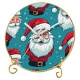 Santa Claus Round Printed Wall Clocks with Hooks and Gold Stand ...