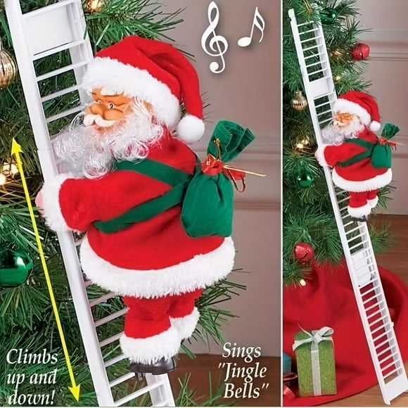Santa Climbing Up A Ladder Lights