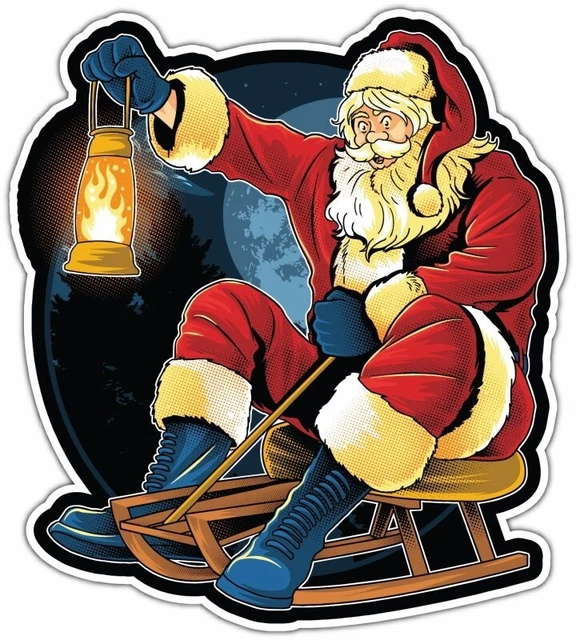 Santa Claus Sleigh Merry Christmas Car Window Stickerphone Decal Water ...